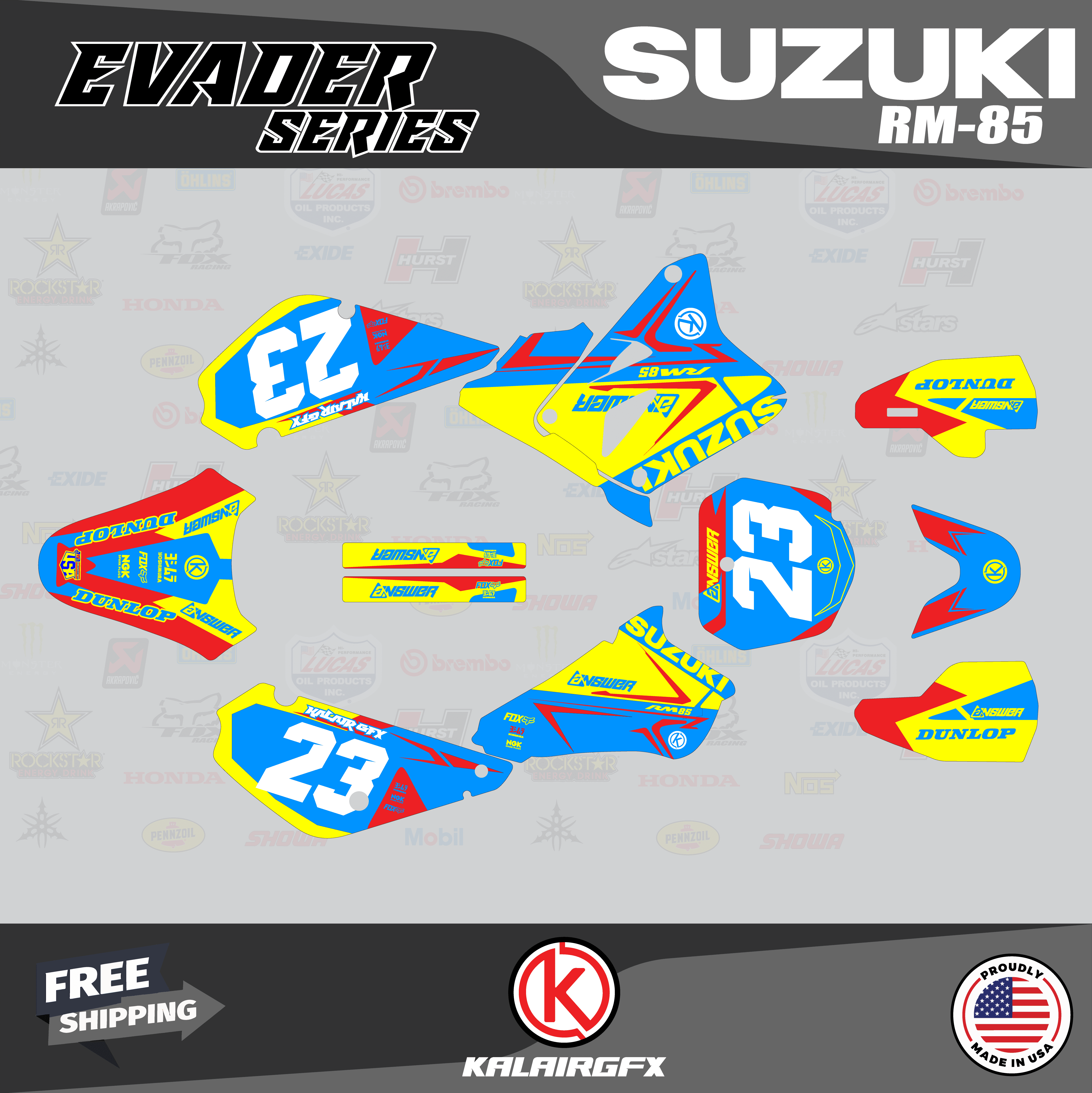 Kalair GFX Graphics Kit for Suzuki RM85 (2005-2023) Evader Series ...