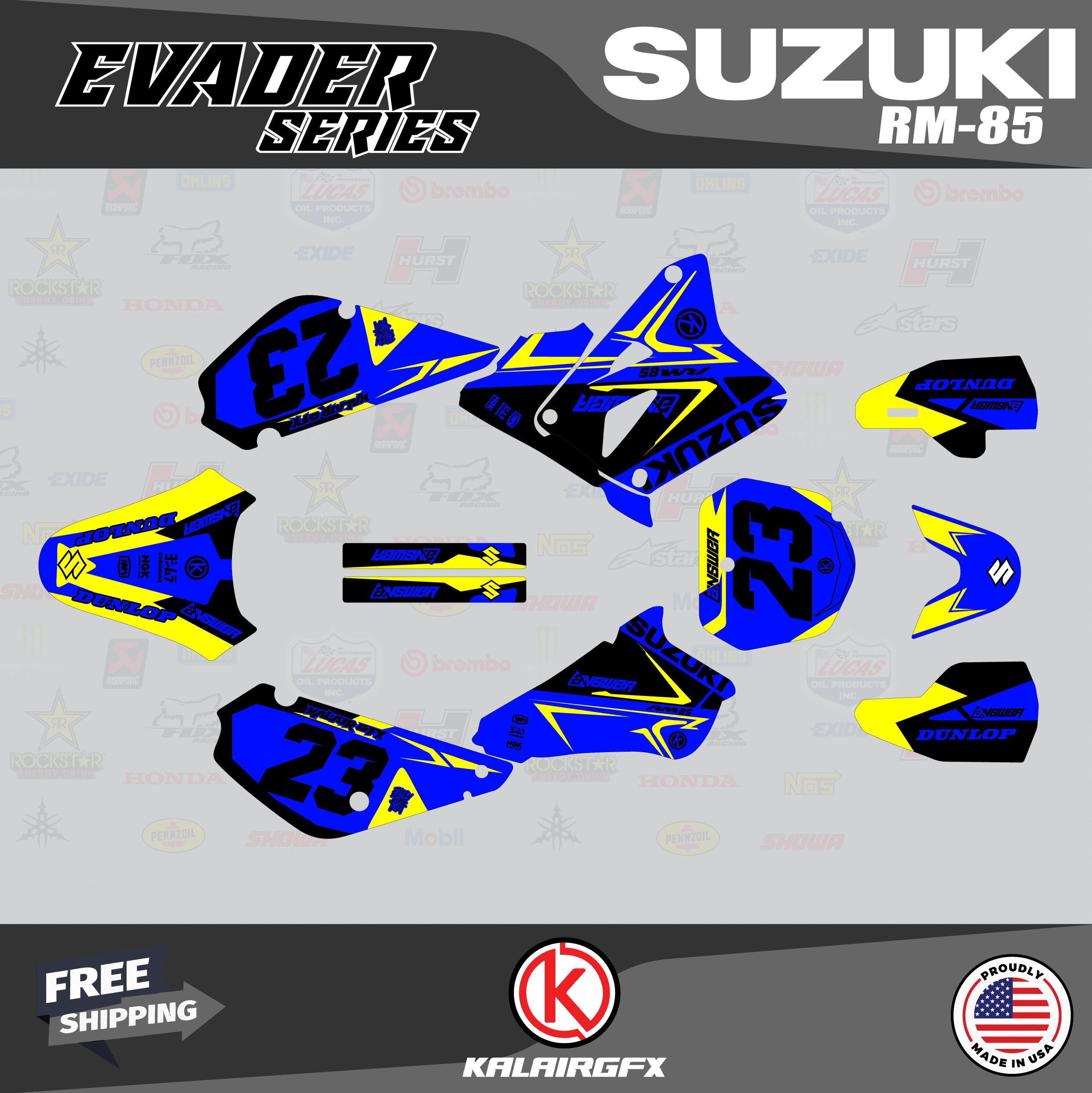 Kalair GFX Graphics Kit for Suzuki RM85 (2005-2023) Evader Series ...