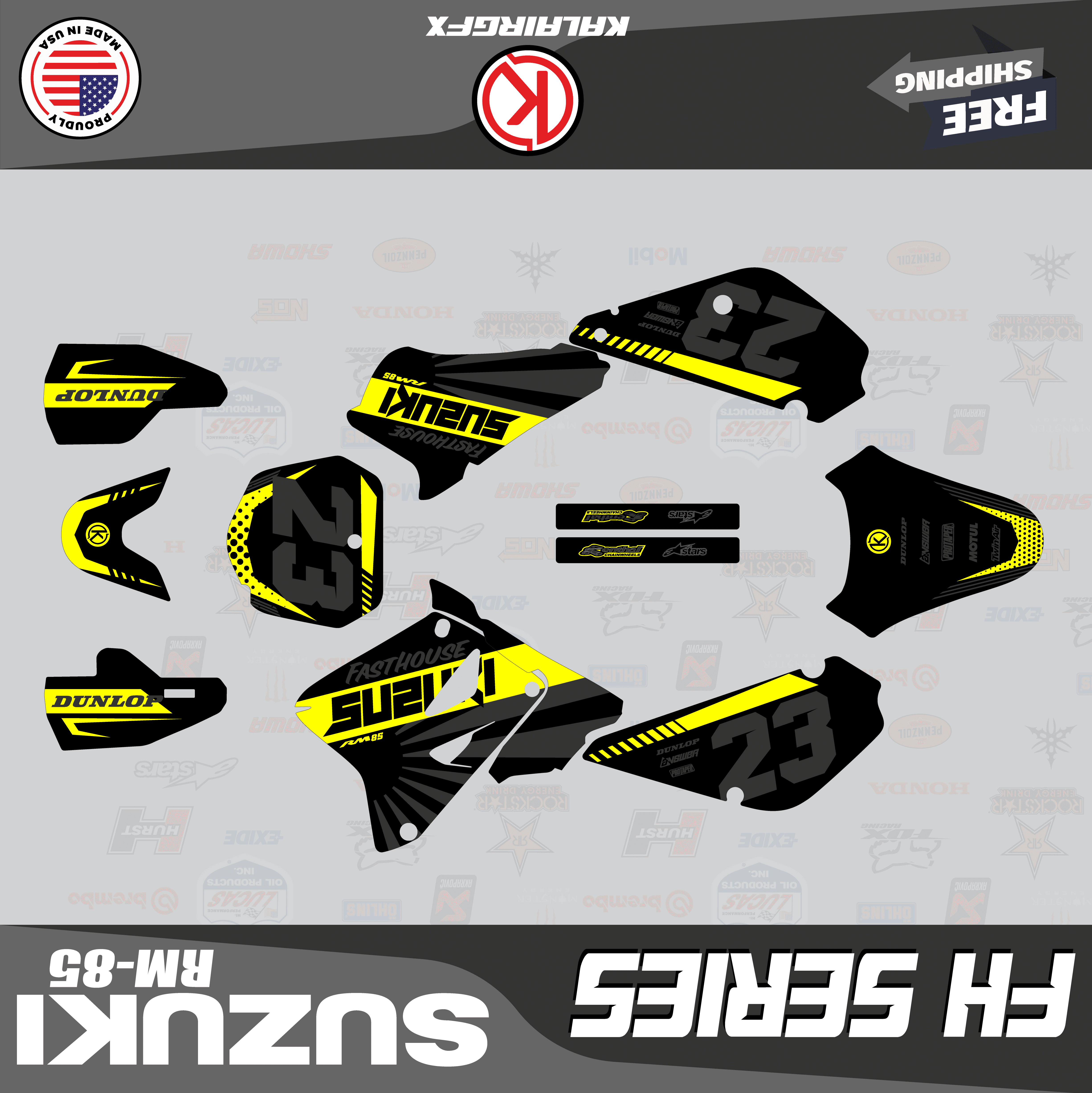 Kalair GFX Graphics Kit for Suzuki RM85 (2005-2023) Fh Series - Walmart.com