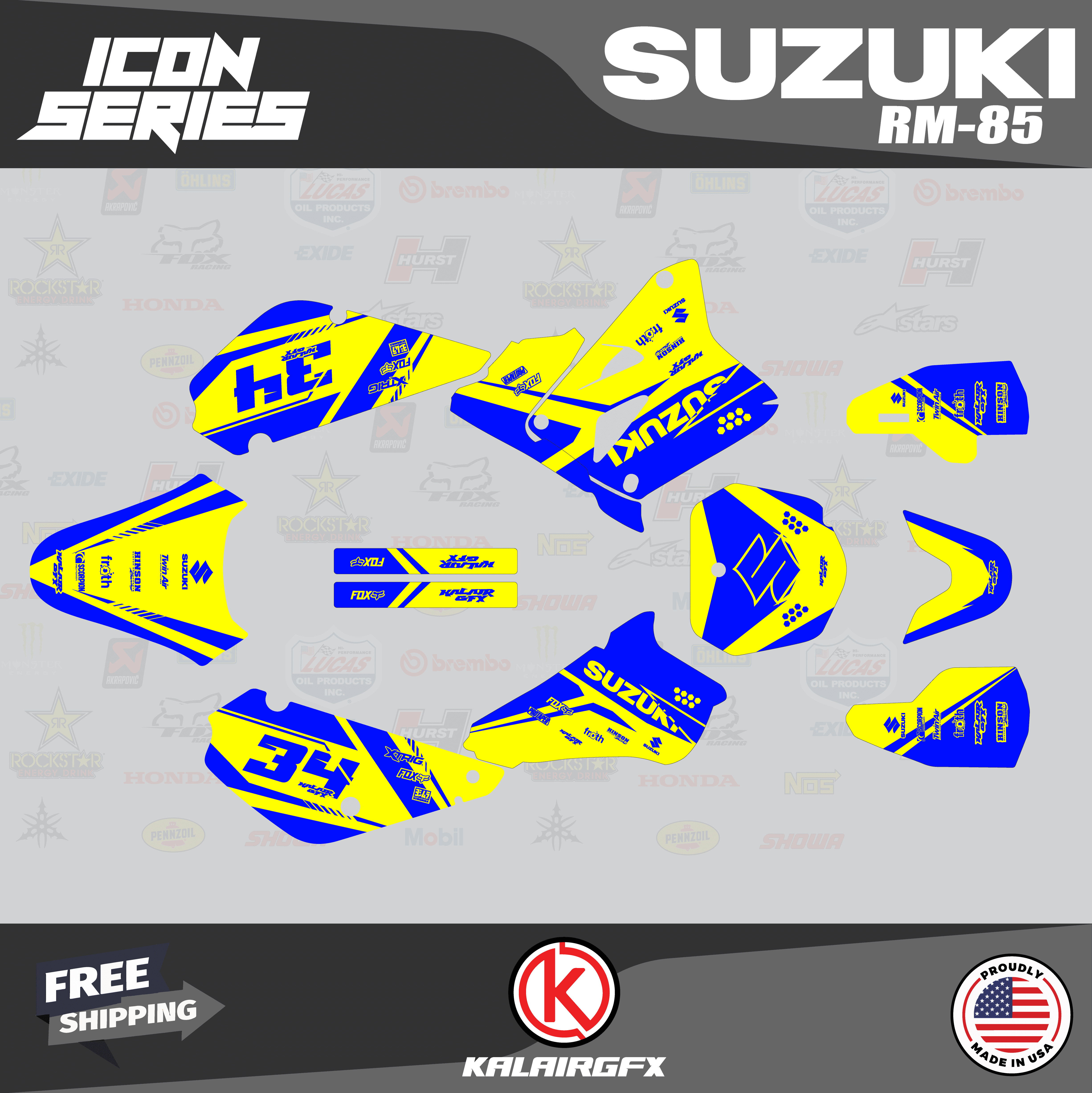Kalair GFX Graphics Kit for Suzuki RM85 (2005-2023) Icon Series ...