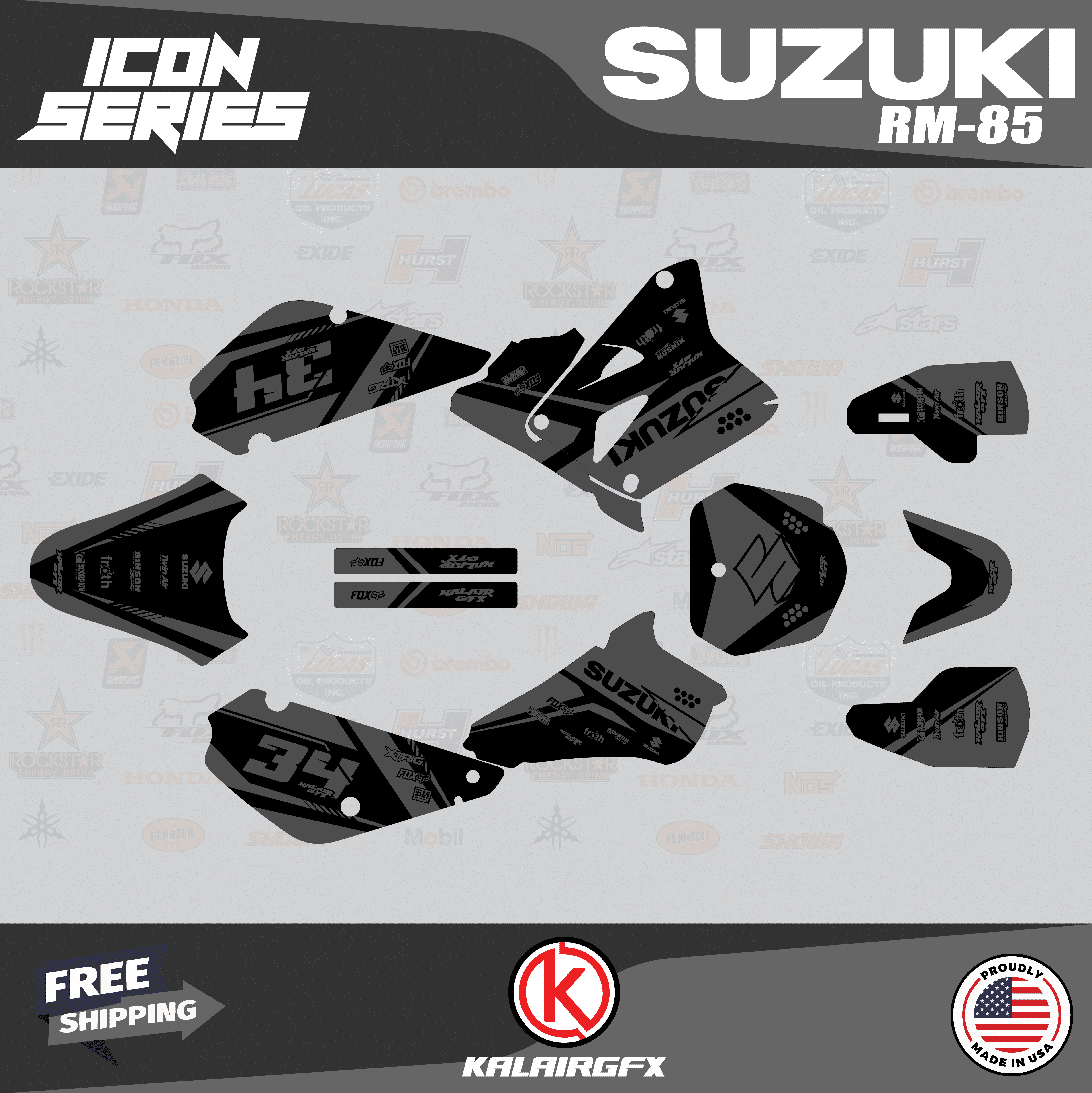 Kalair GFX Graphics Kit for Suzuki RM85 (2005-2023) Icon Series ...