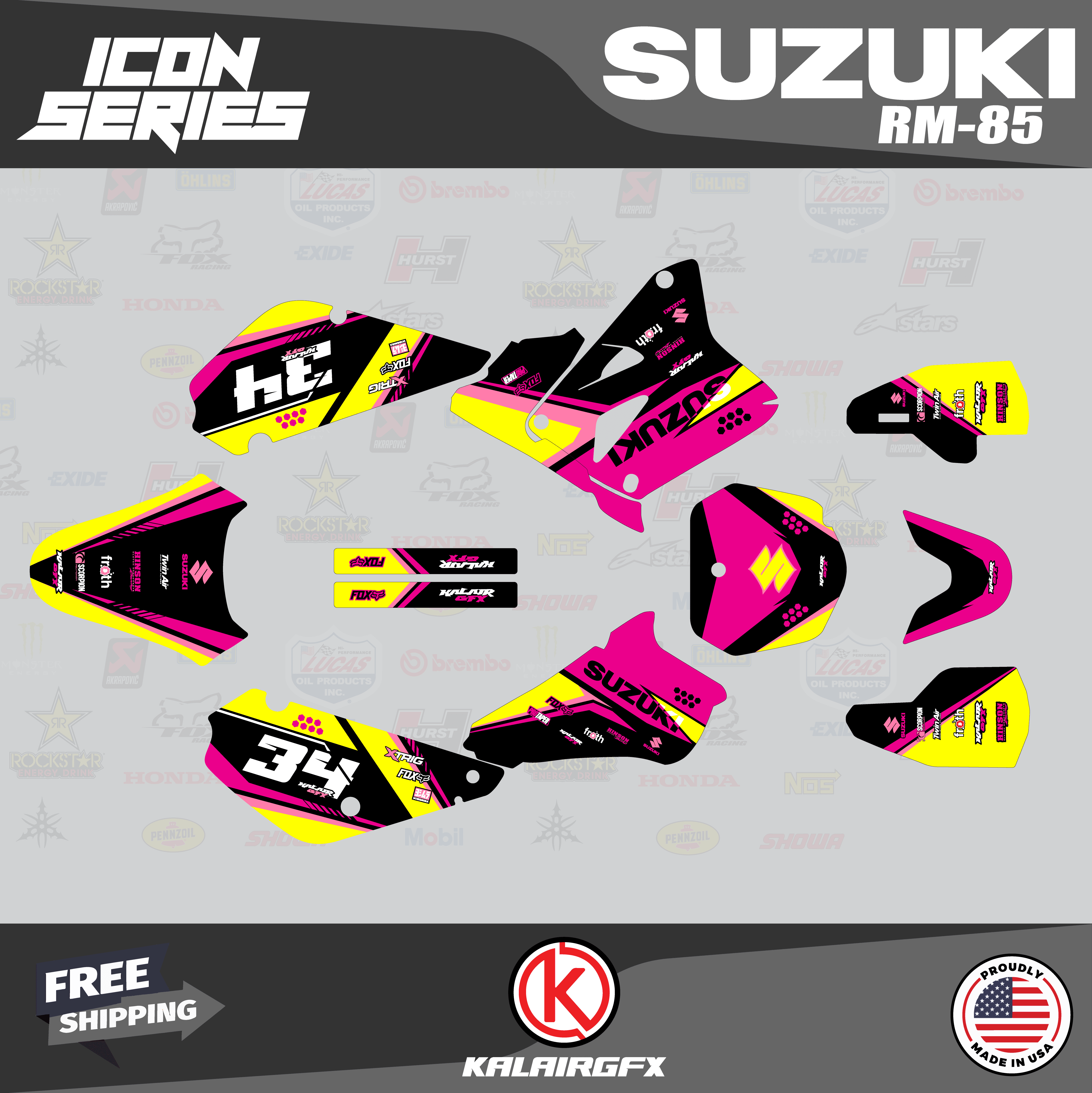 Kalair GFX Graphics Kit for Suzuki RM85 (2005-2023) Icon Series ...