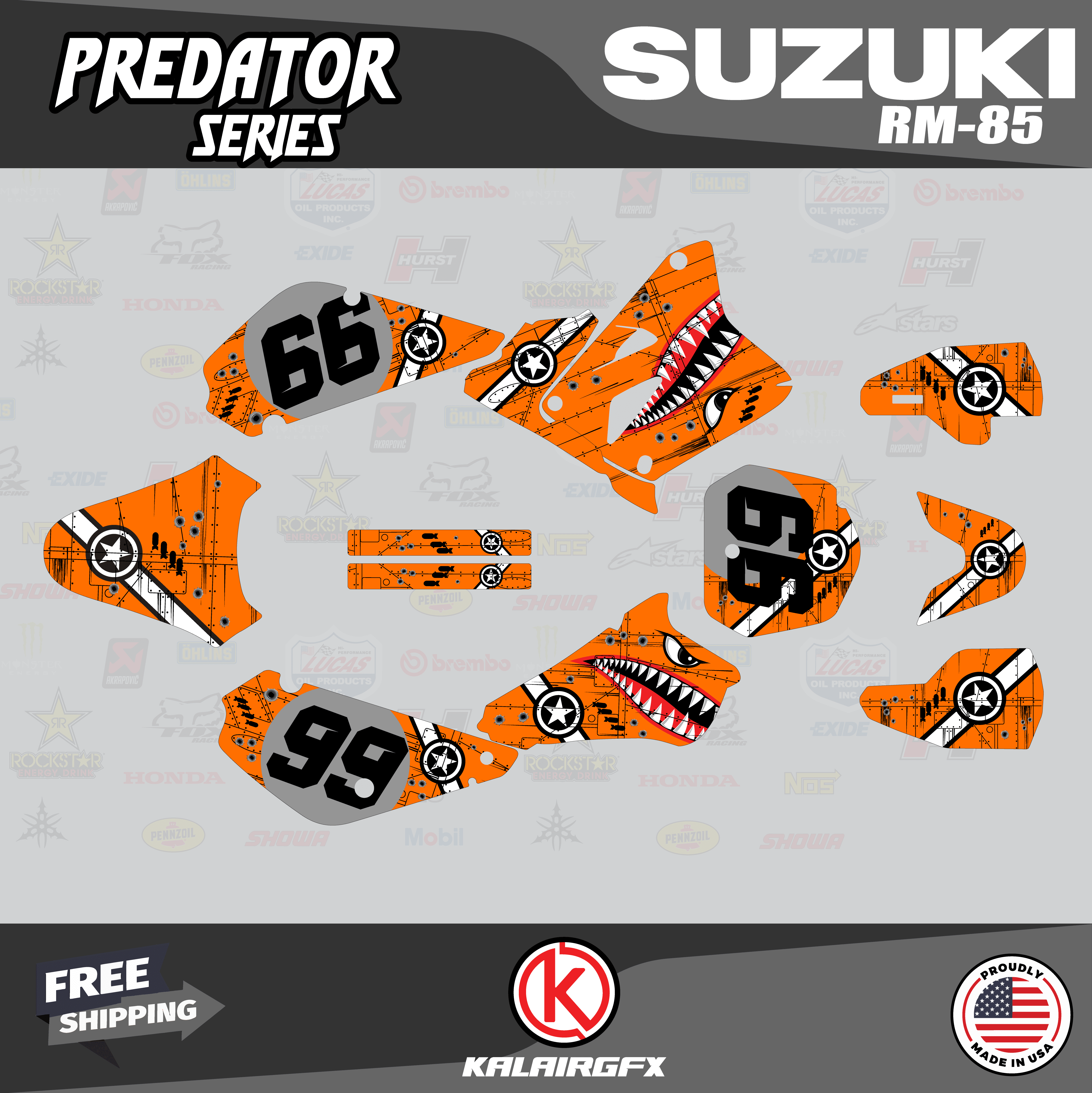 Kalair GFX Graphics Kit for Suzuki RM85 (2005-2023) Predator Series ...