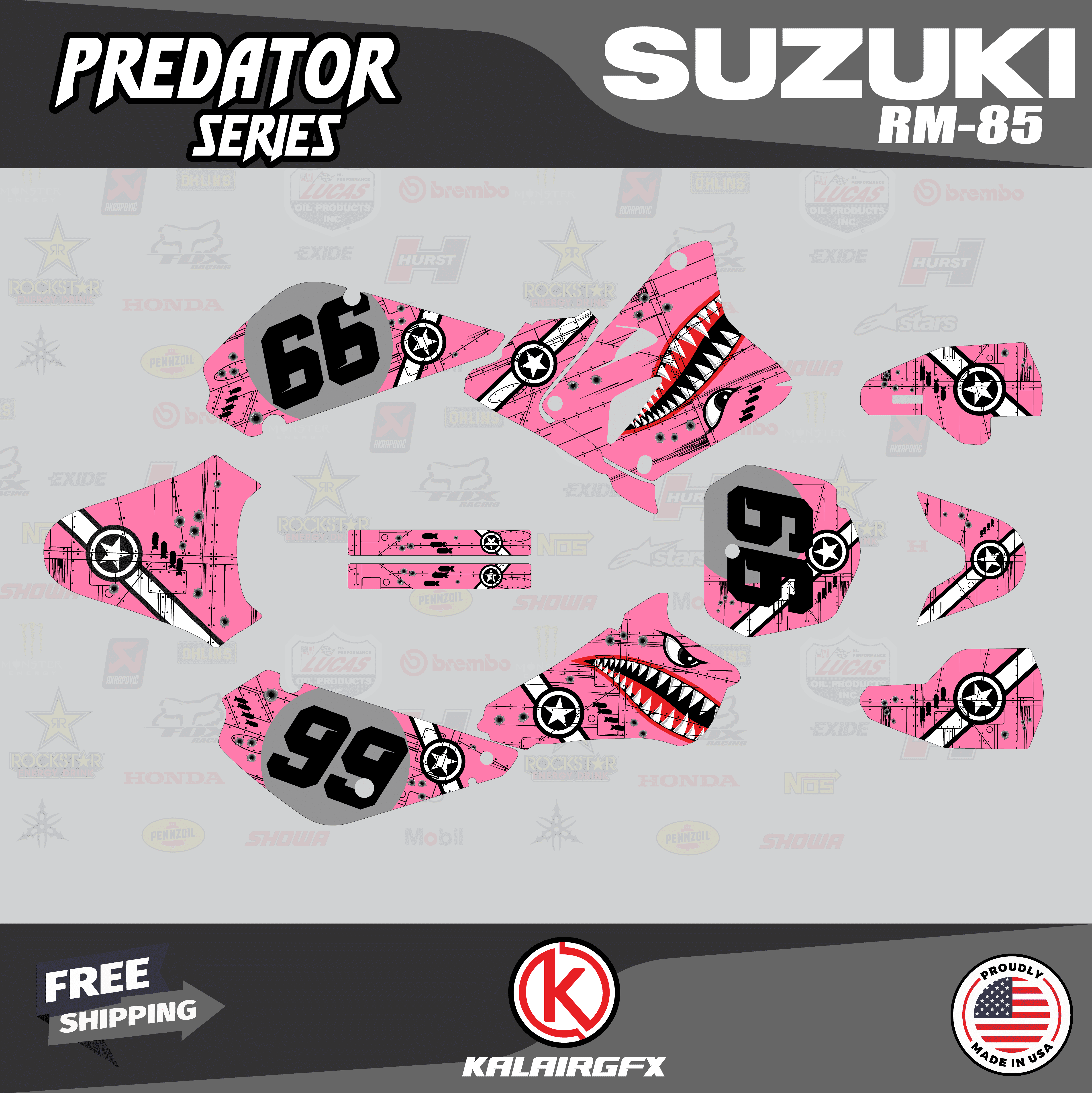 Kalair GFX Graphics Kit for Suzuki RM85 (2005-2023) Predator Series ...
