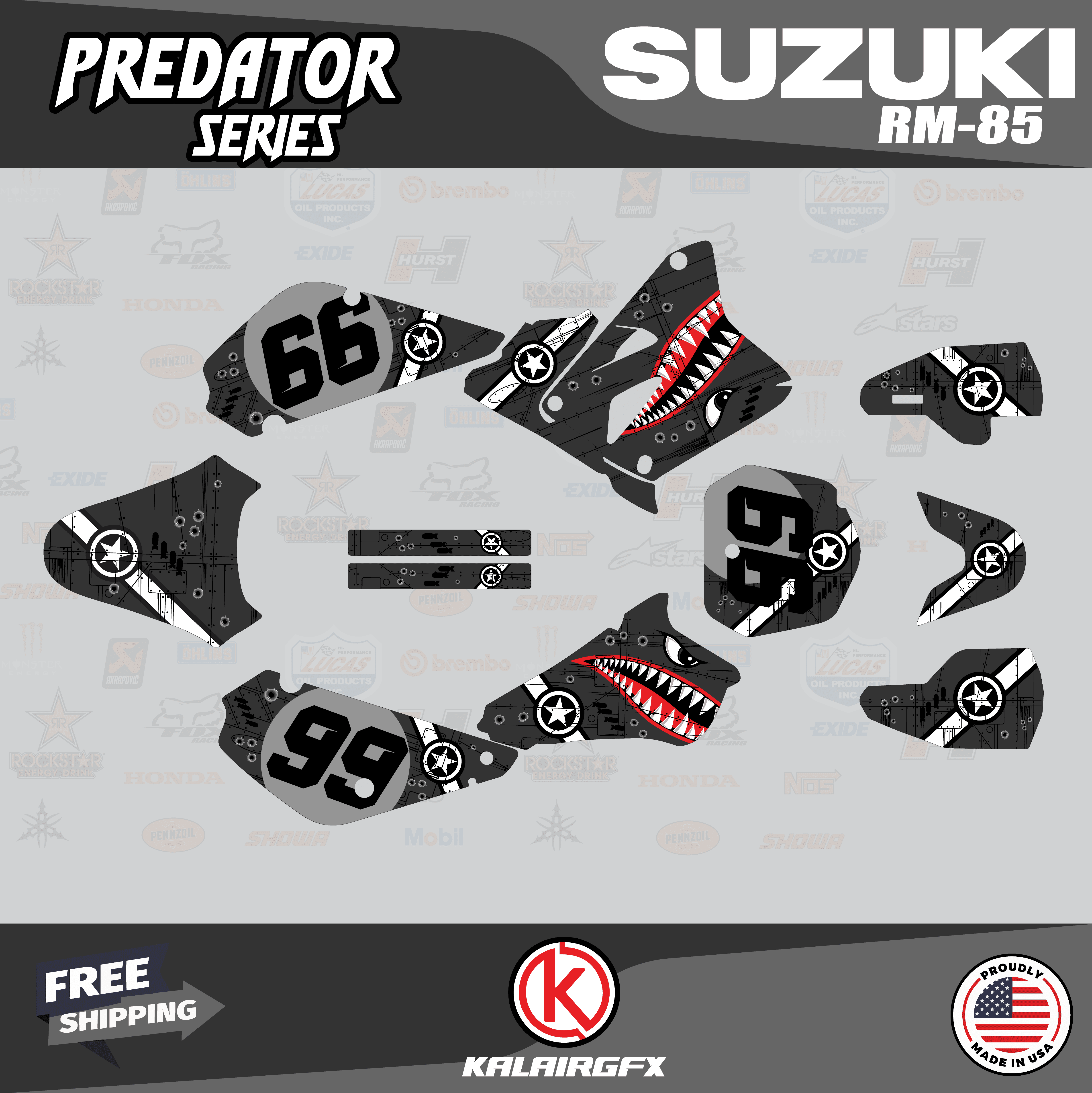 Kalair GFX Graphics Kit for Suzuki RM85 (2005-2023) Predator Series ...