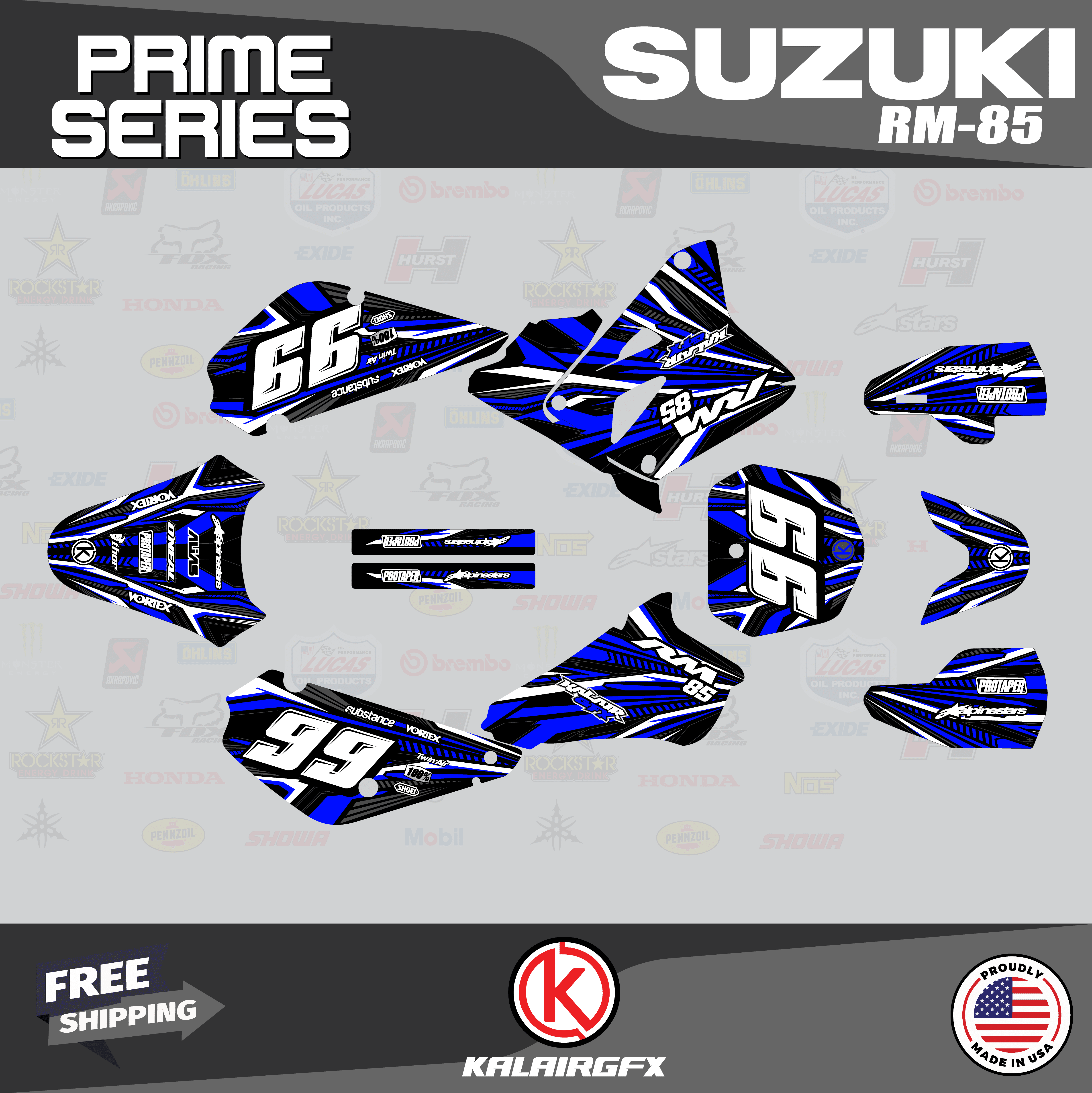 Kalair GFX Graphics Kit for Suzuki RM85 (2005-2023) Prime Series ...