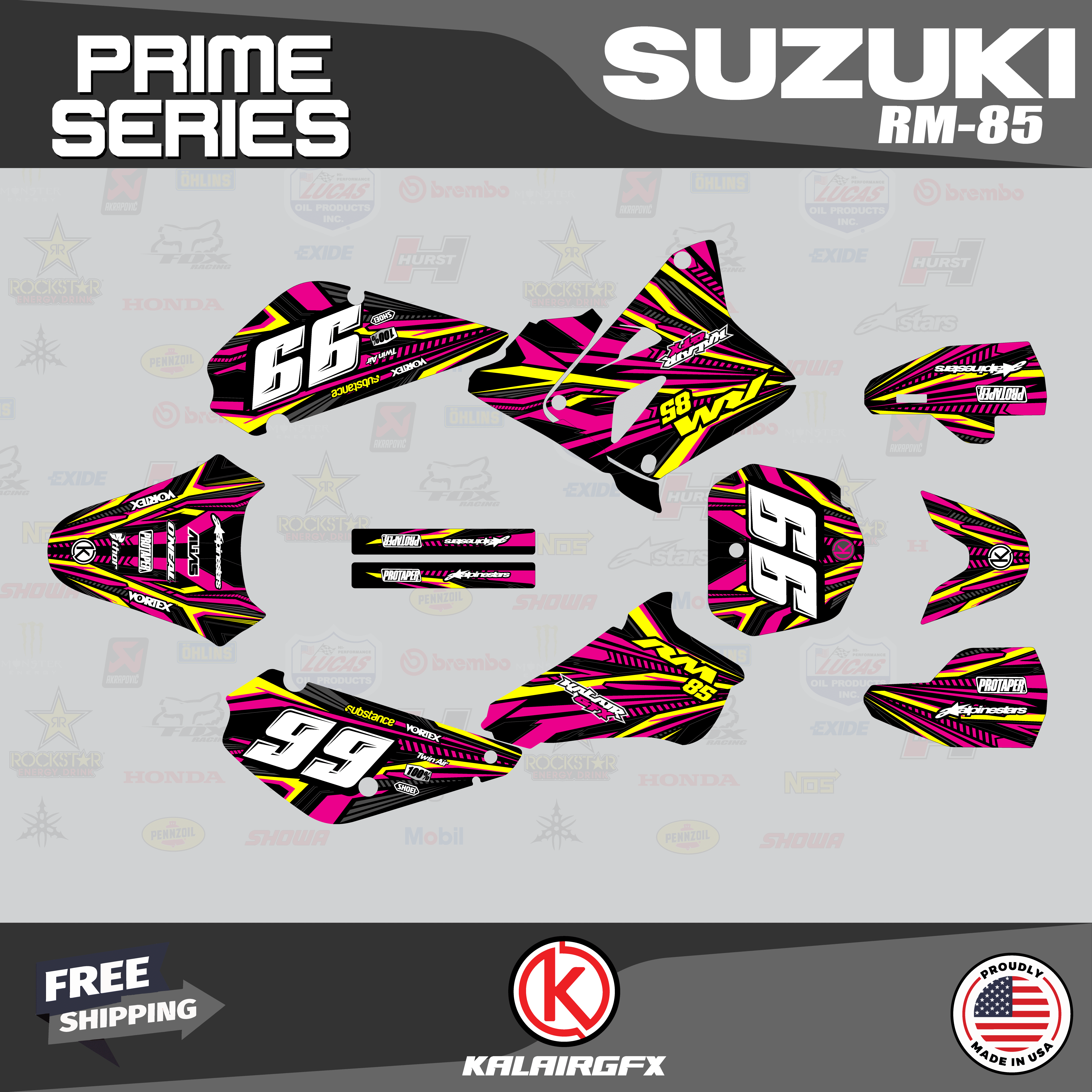 Kalair GFX Graphics Kit for Suzuki RM85 (2005-2023) Prime Series ...
