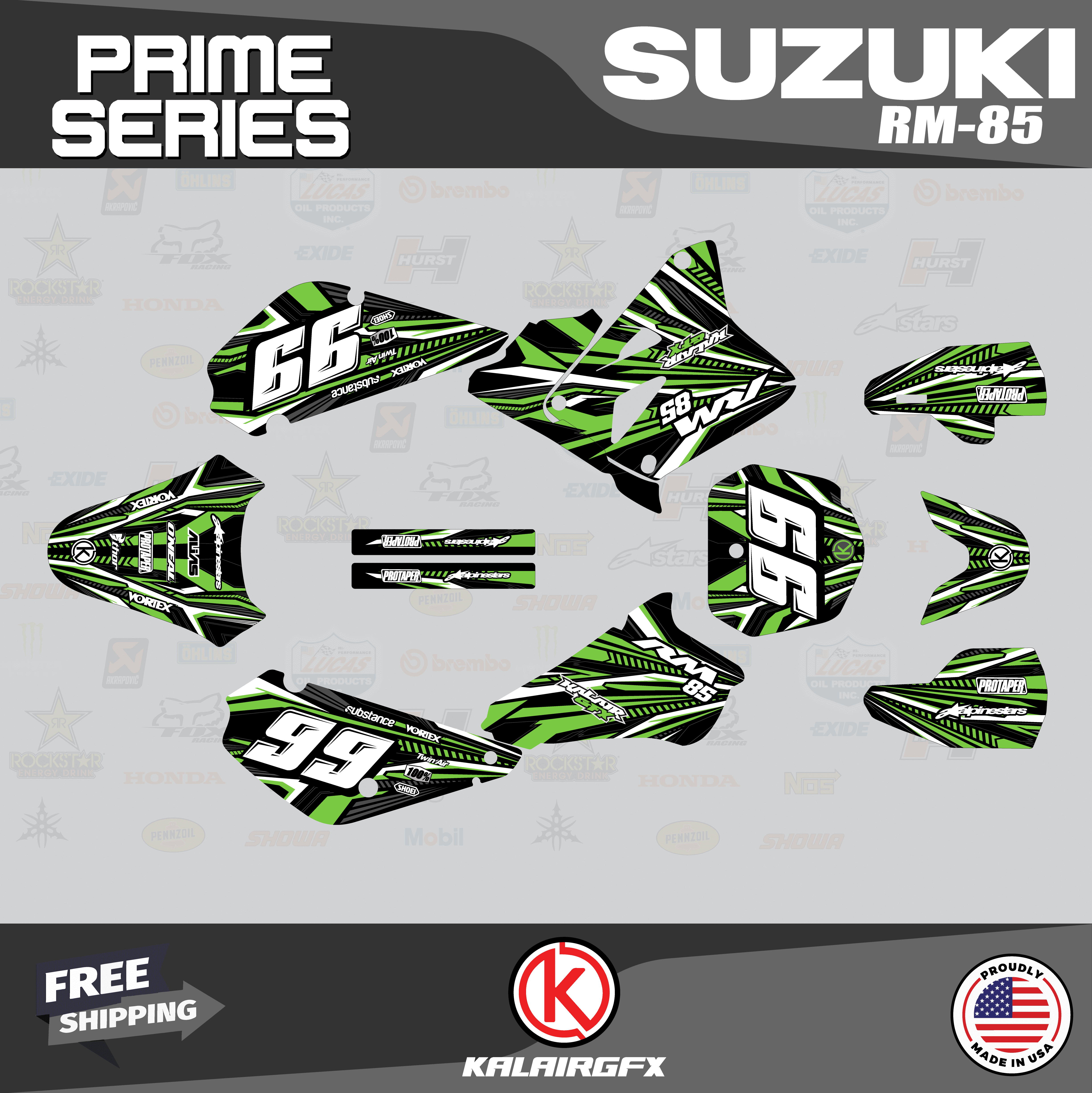 Kalair GFX Graphics Kit for Suzuki RM85 (2005-2023) Prime Series ...