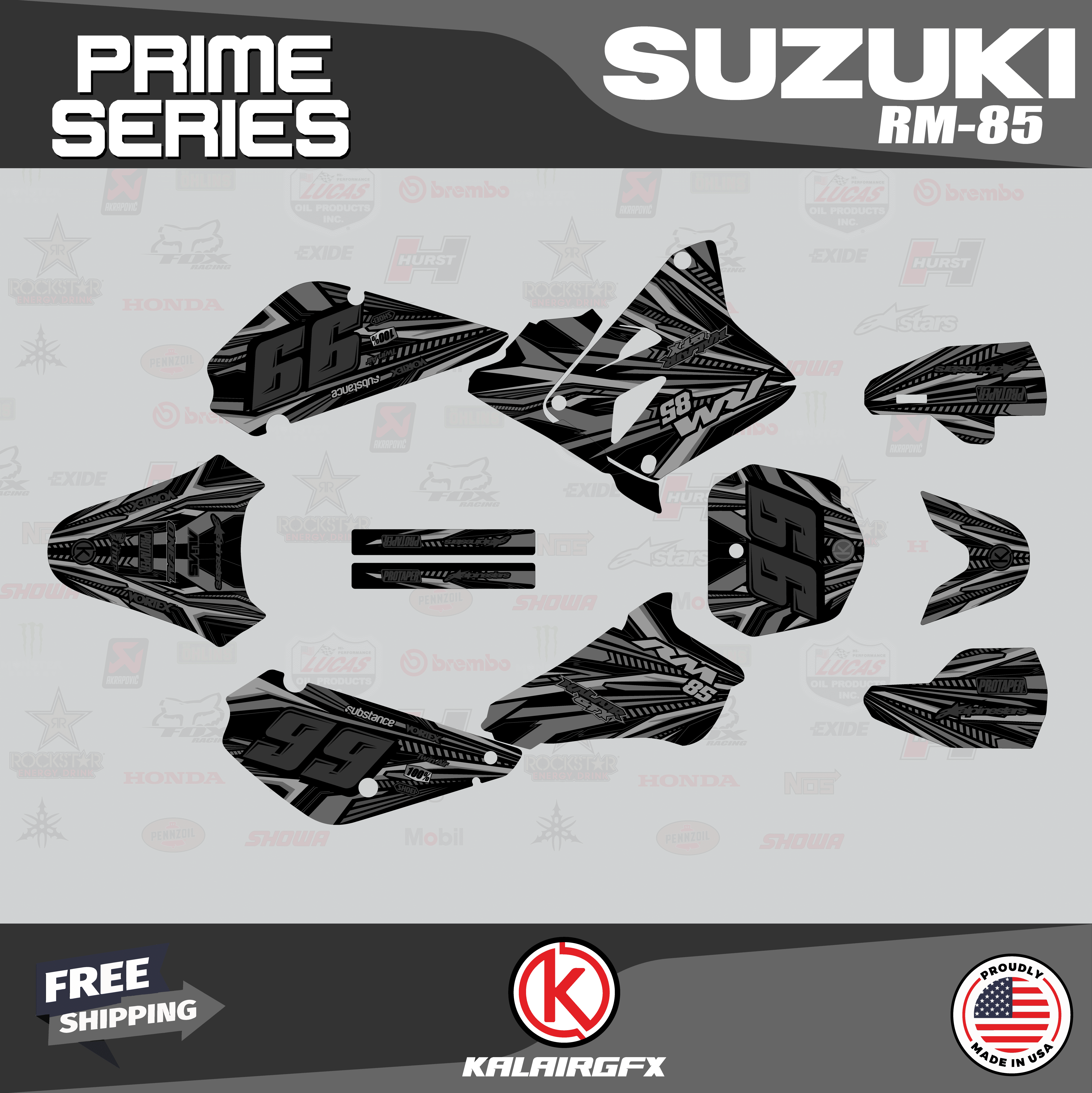 Kalair GFX Graphics Kit for Suzuki RM85 (2005-2023) Prime Series ...