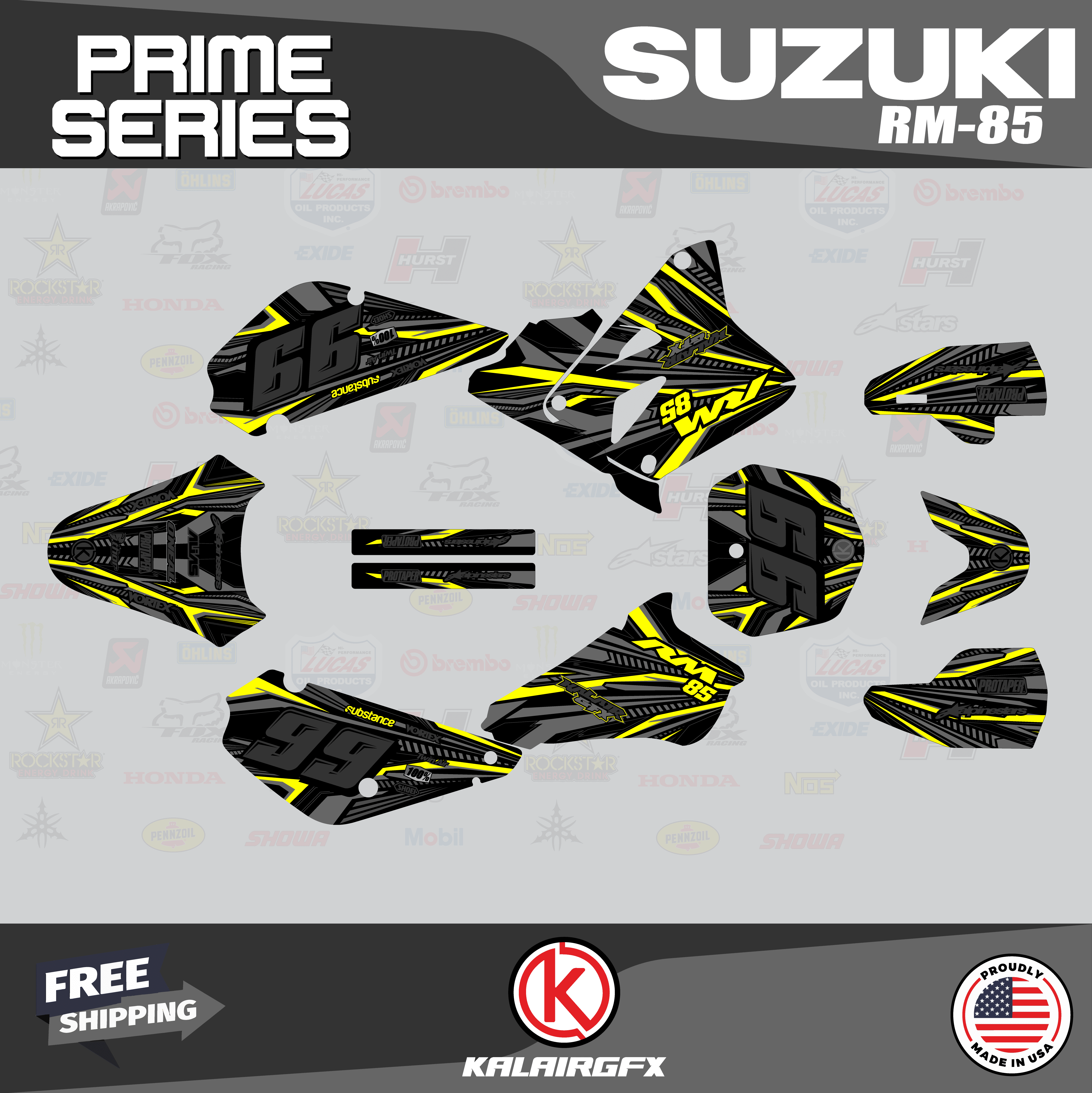 Kalair GFX Graphics Kit for Suzuki RM85 (2005-2023) Prime Series ...