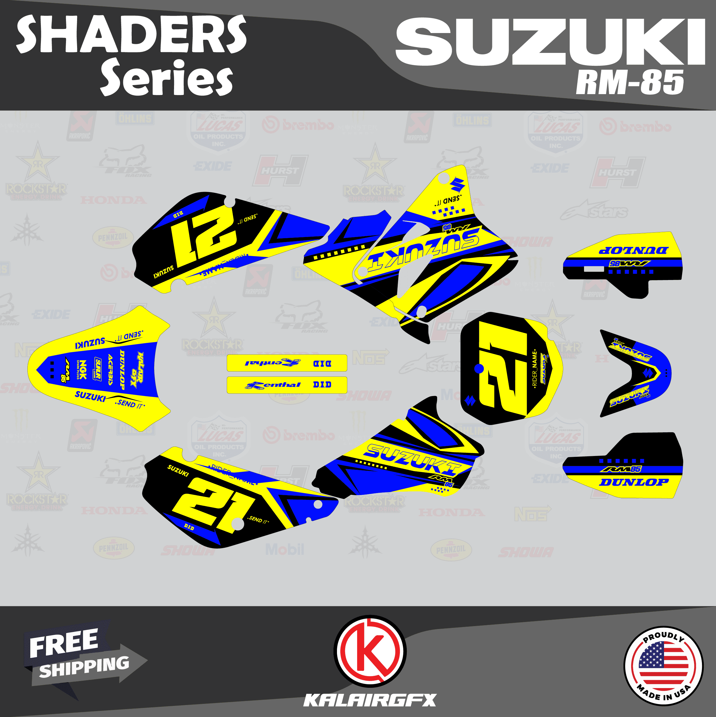 Kalair GFX Graphics Kit for Suzuki RM85 (2005-2023) Shaders Series ...