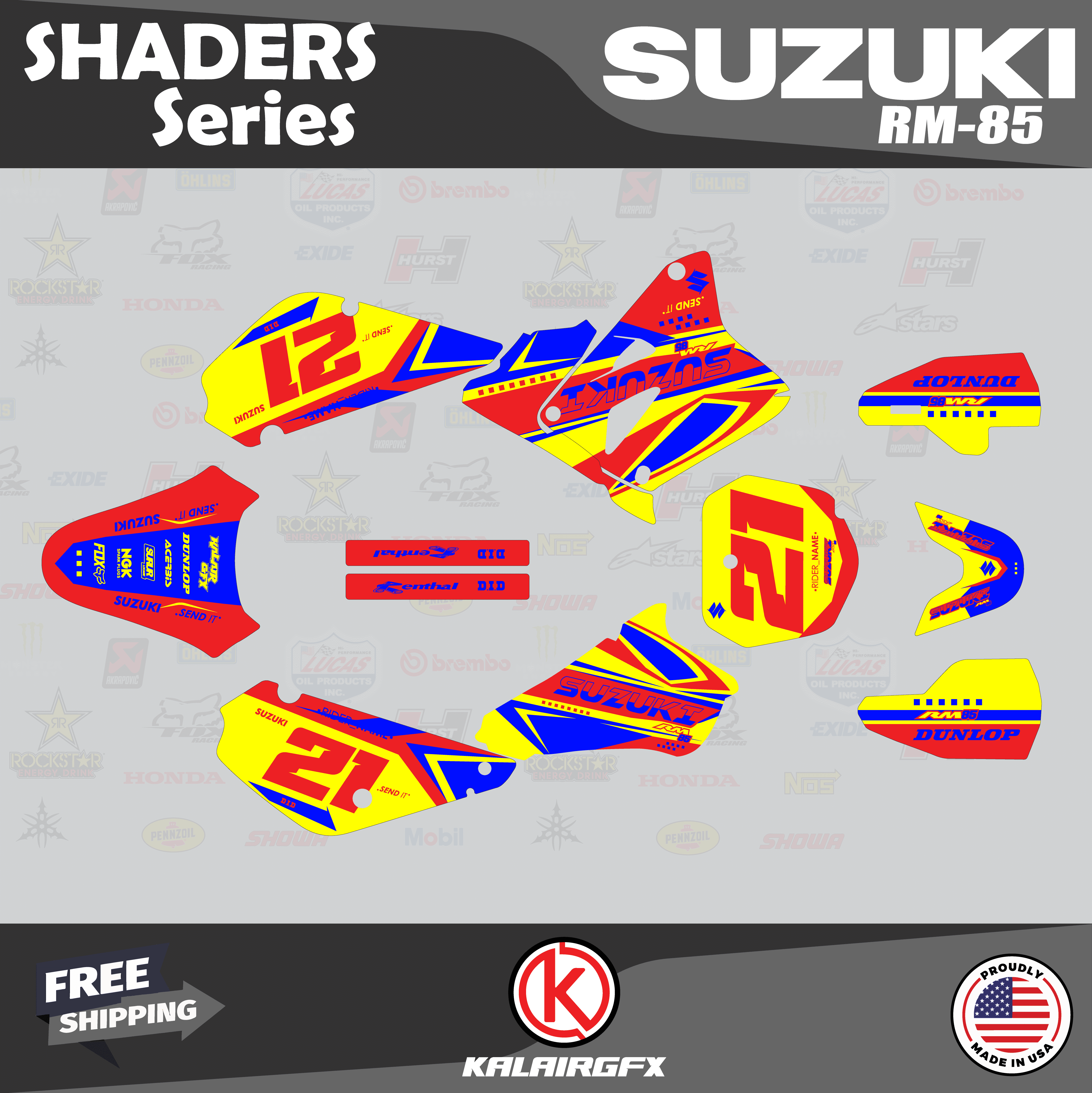 Kalair GFX Graphics Kit for Suzuki RM85 (2005-2023) Shaders Series ...