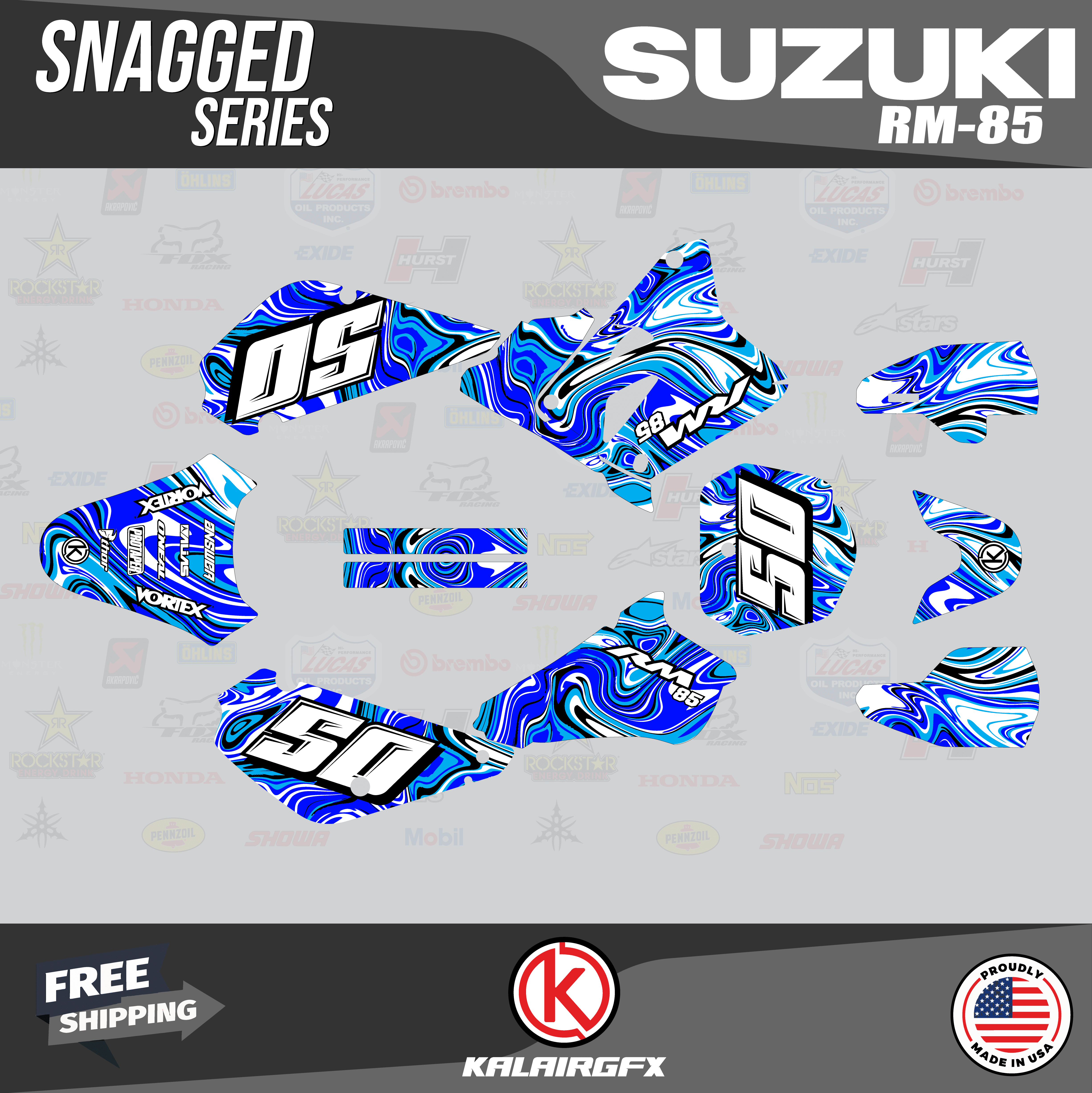 Kalair GFX Graphics Kit for Suzuki RM85 (2005-2023) Snagged Series ...