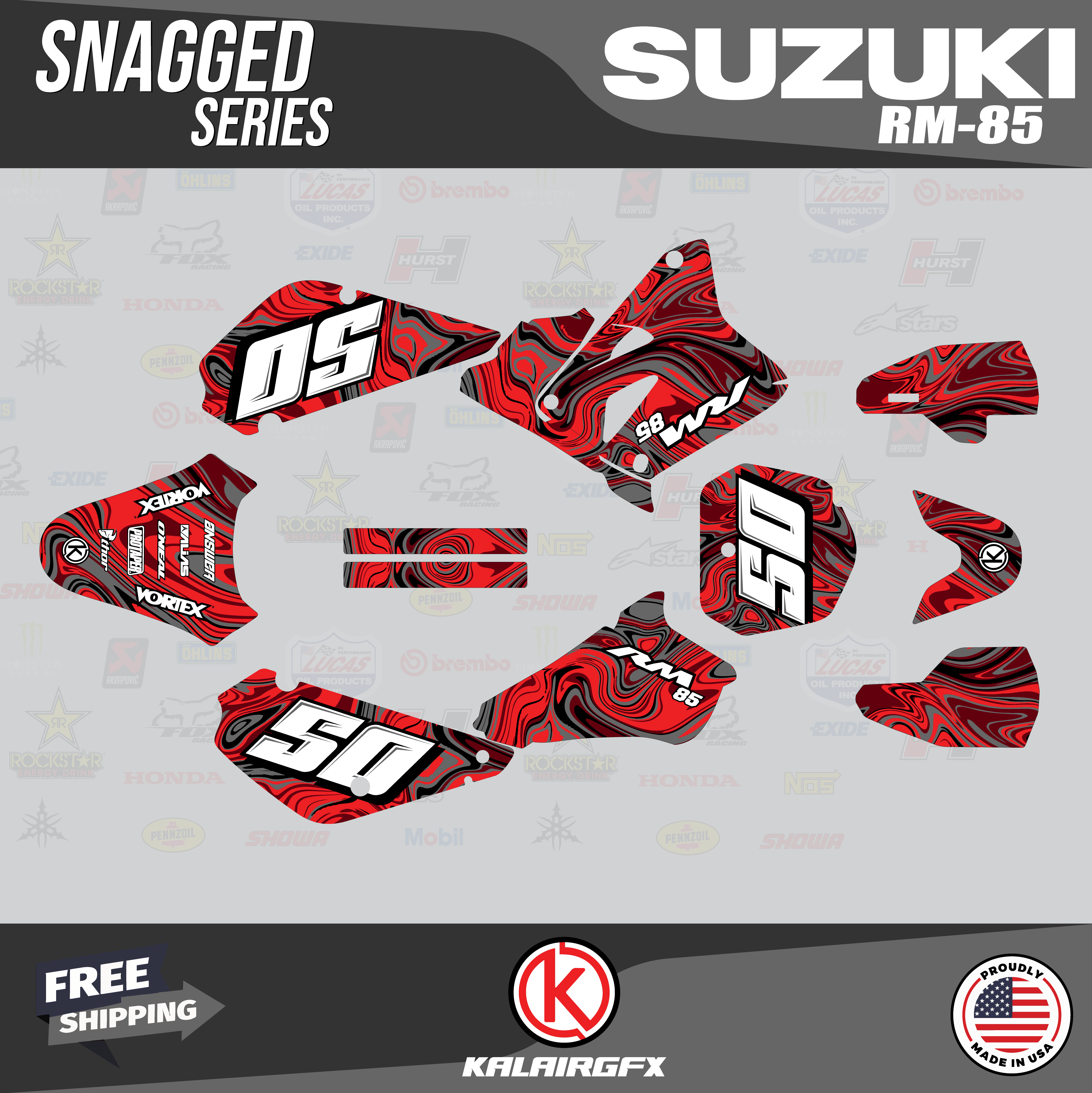 Kalair GFX Graphics Kit for Suzuki RM85 (2005-2023) Snagged Series ...