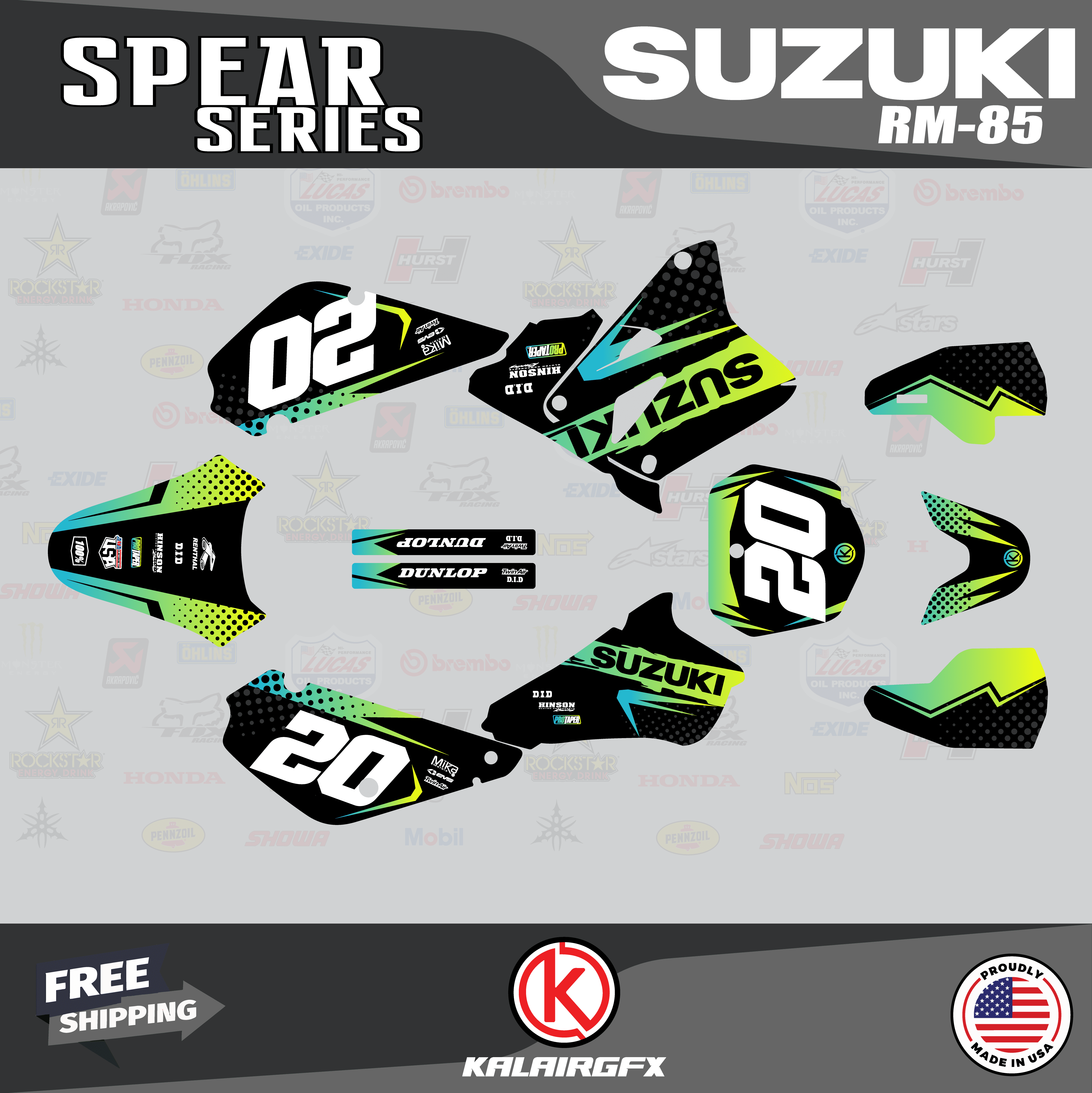 Kalair GFX Graphics Kit for Suzuki RM85 (2005-2023) Spear Series ...