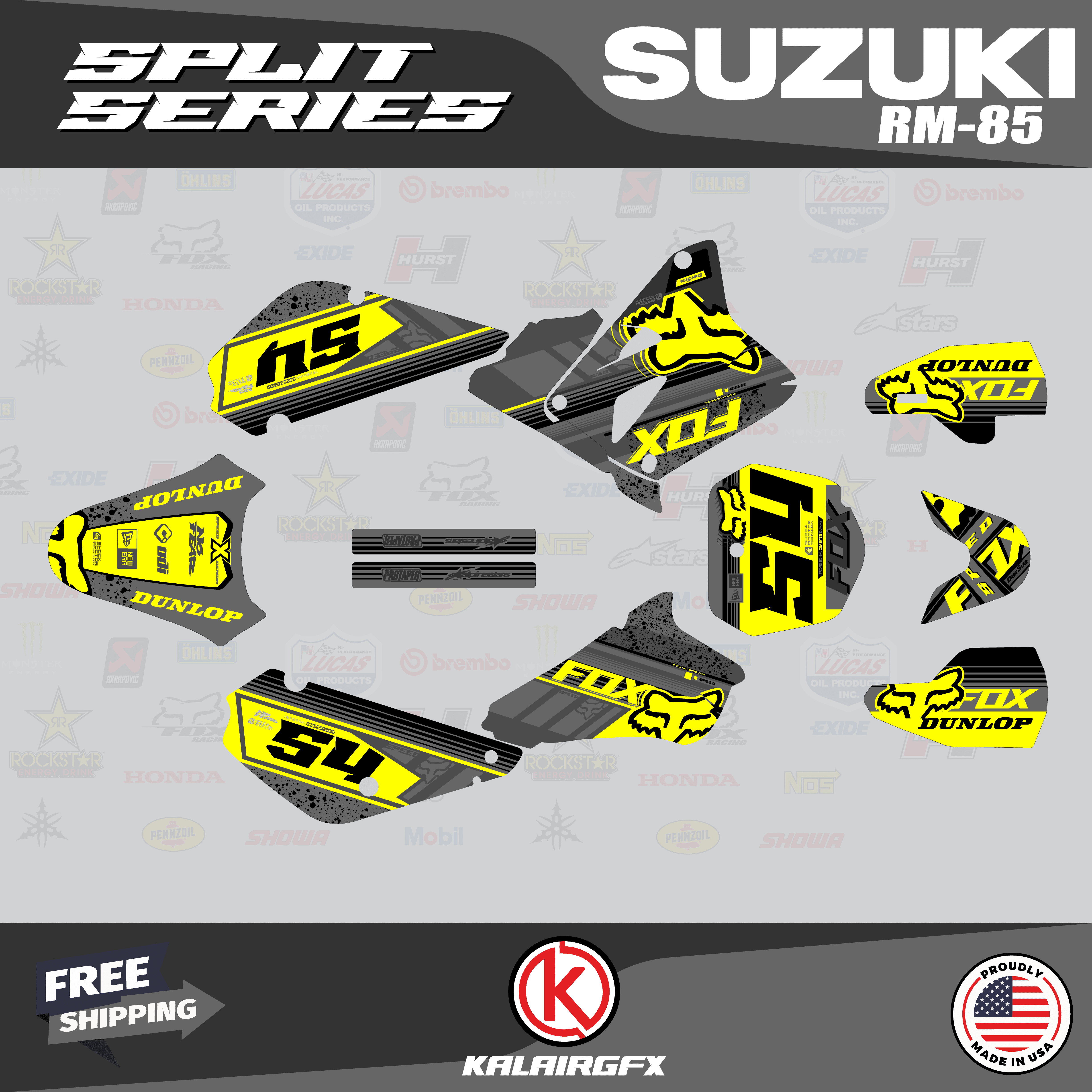 Kalair GFX Graphics Kit for Suzuki RM85 (2005-2023) Split Series ...