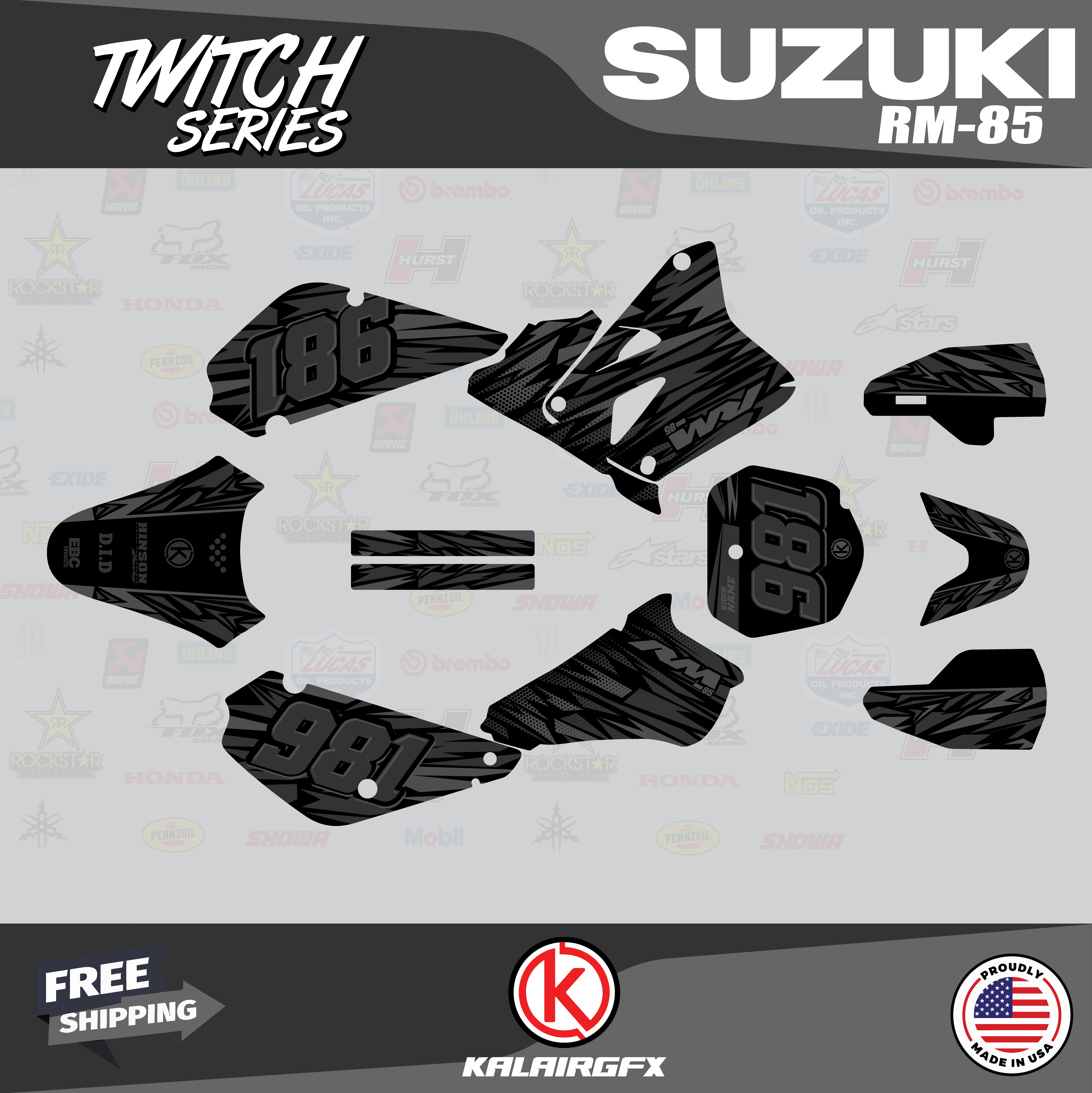 Kalair GFX Graphics Kit for Suzuki RM85 (2005-2023) Twitch Series ...