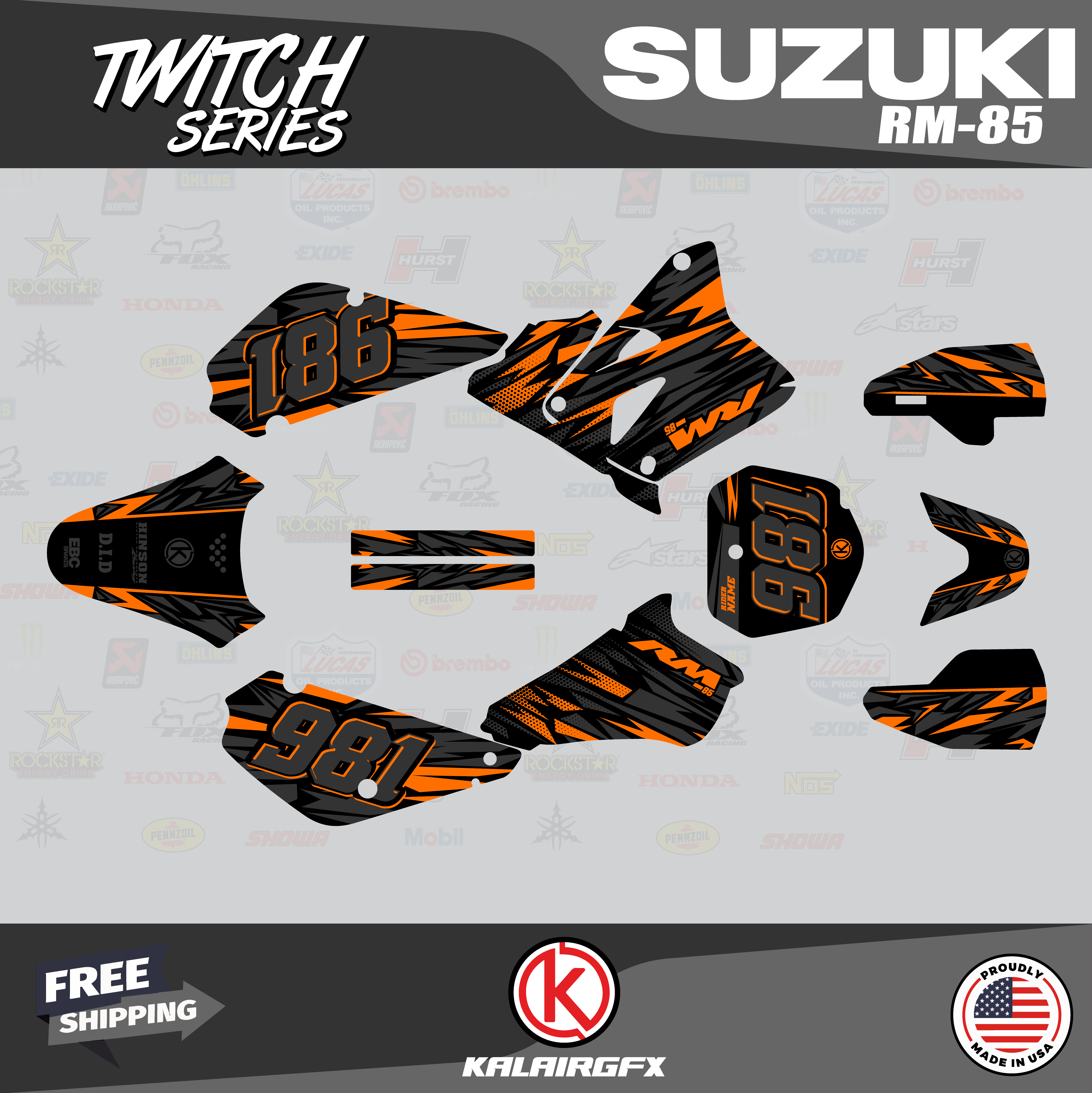 Kalair GFX Graphics Kit for Suzuki RM85 (2005-2023) Twitch Series ...