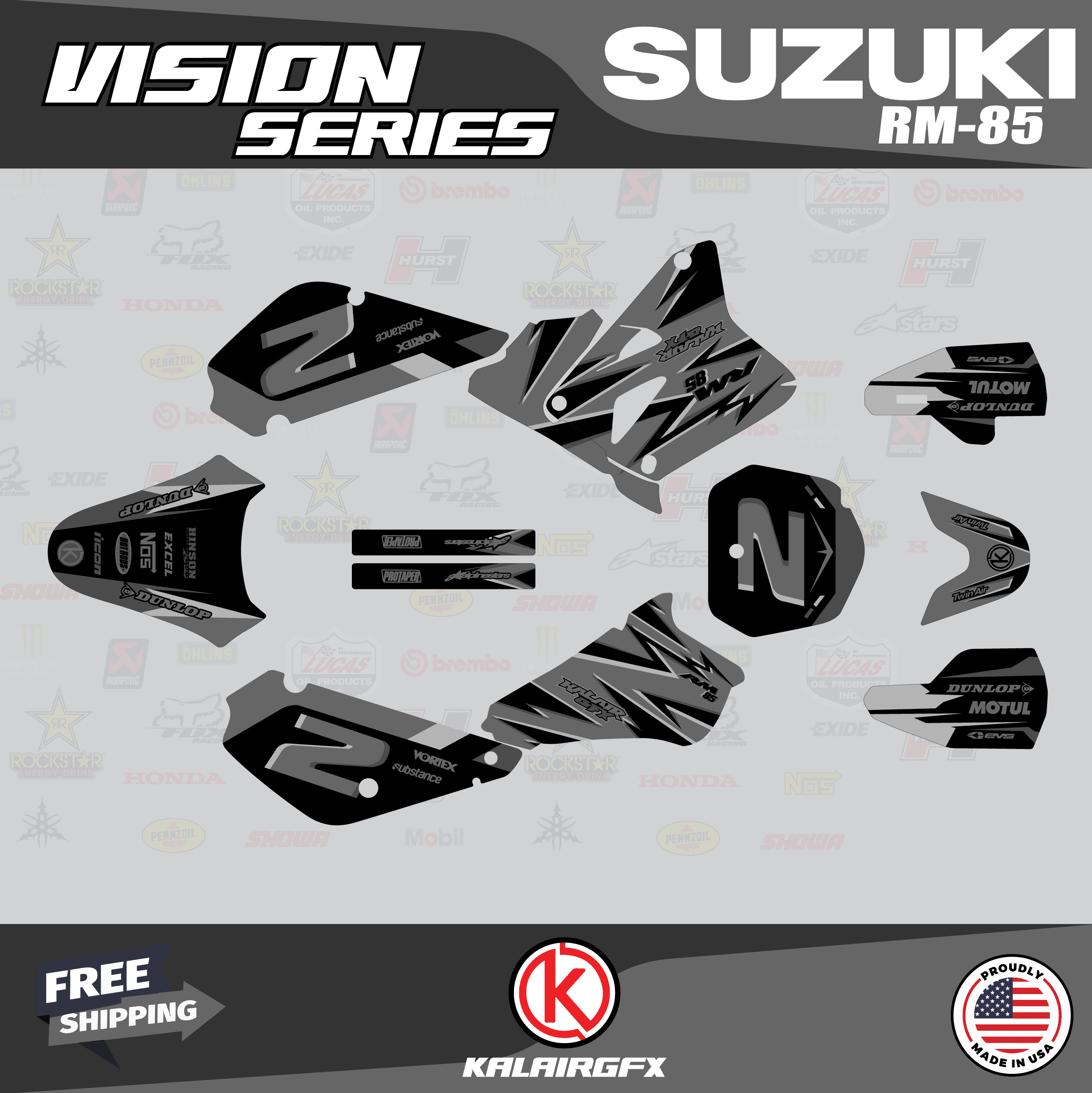 Kalair GFX Graphics Kit for Suzuki RM85 (2005-2023) Vision Series ...