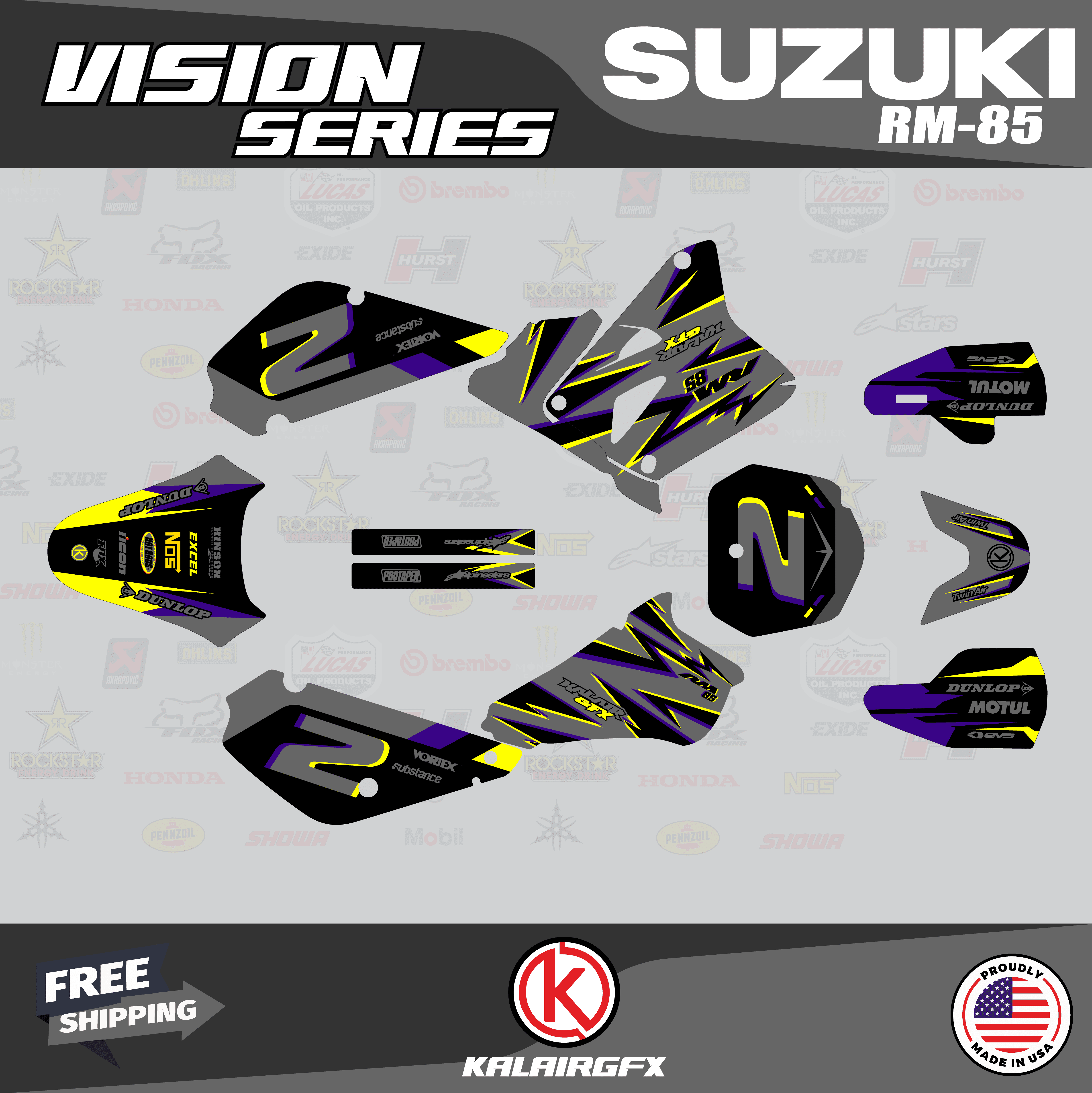 Kalair GFX Graphics Kit for Suzuki RM85 (2005-2023) Vision Series ...
