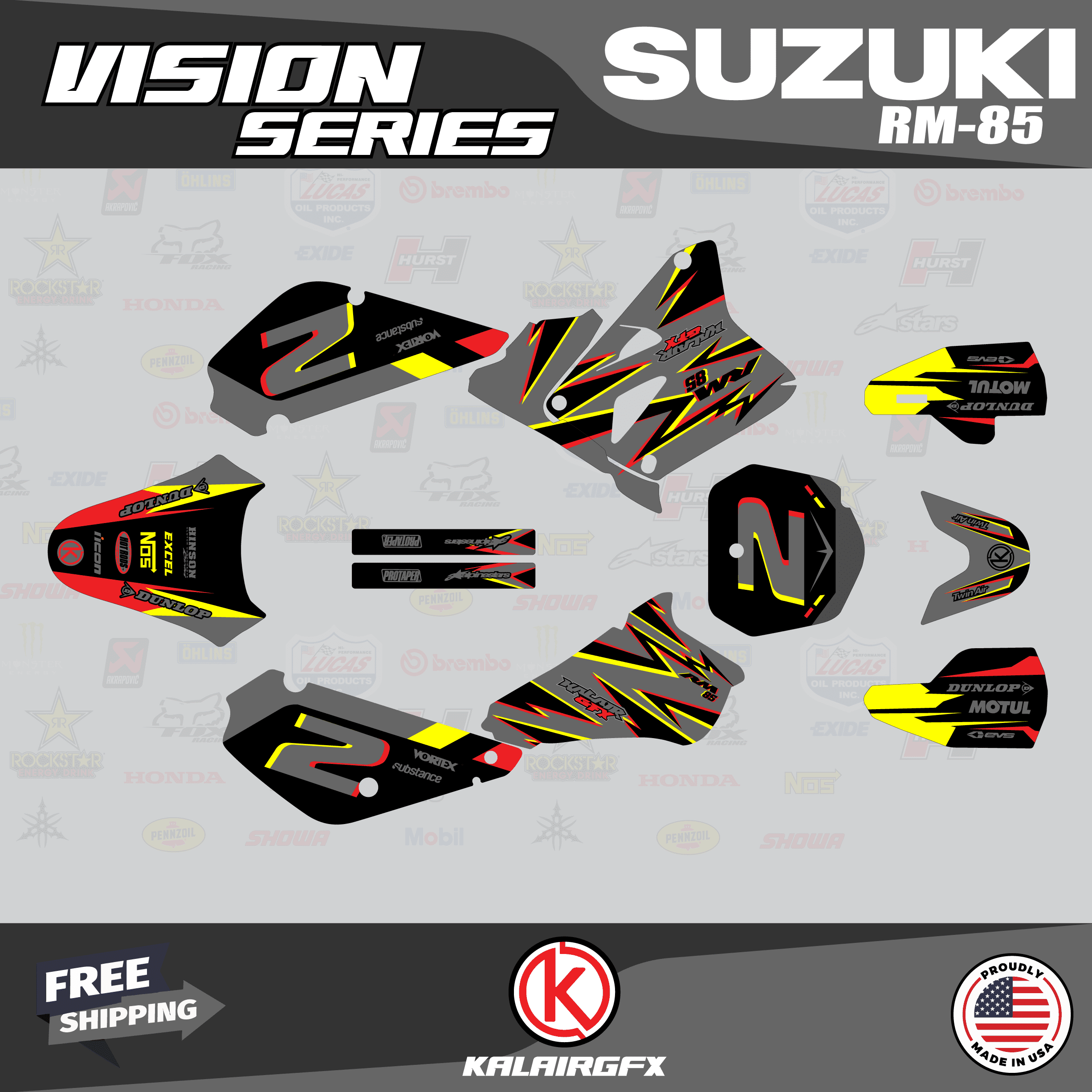 Kalair GFX Graphics Kit for Suzuki RM85 (2005-2023) Vision Series ...