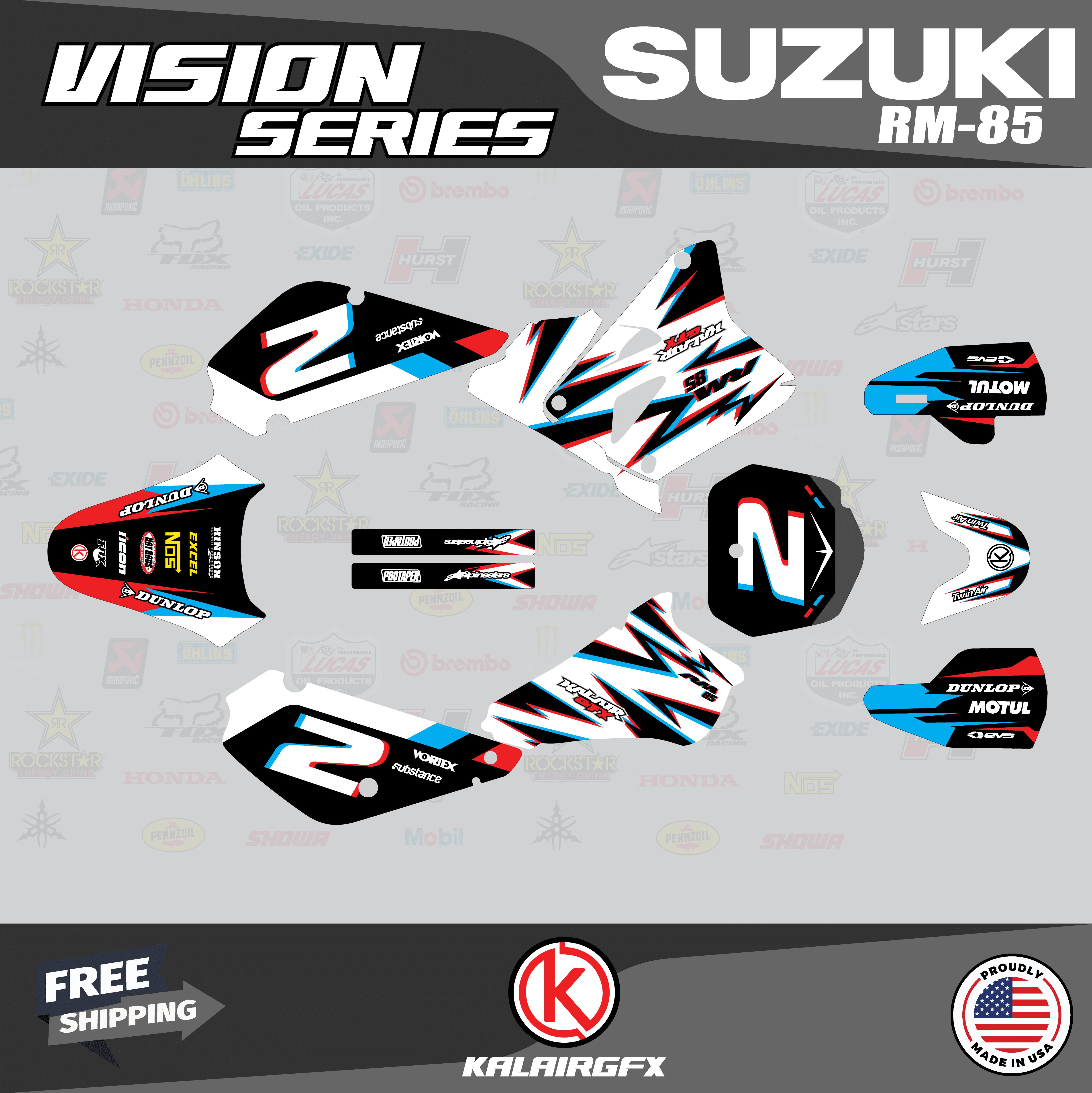 Kalair GFX Graphics Kit for Suzuki RM85 (2005-2023) Vision Series ...