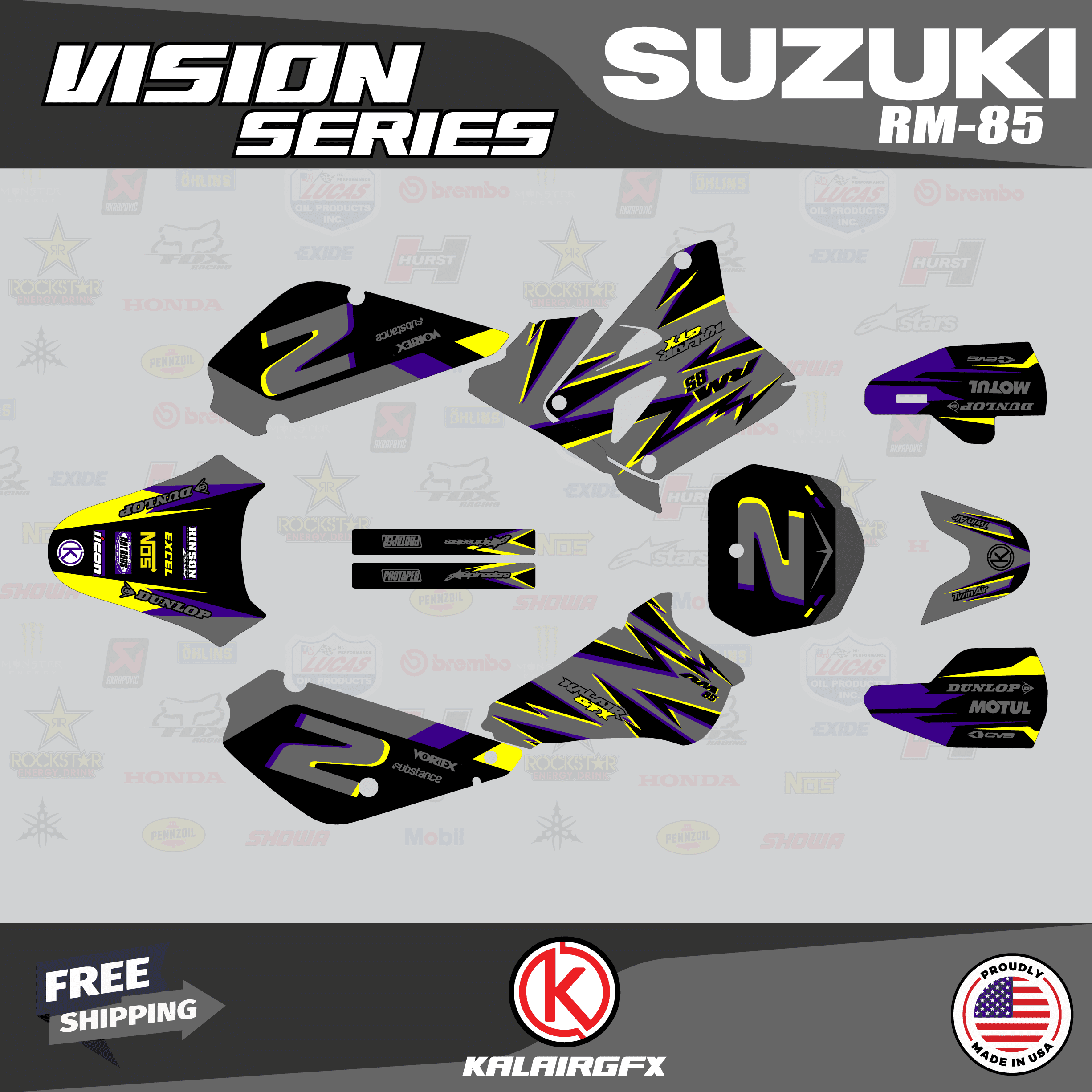 Kalair GFX Graphics Kit for Suzuki RM85 (2005-2023) Vision Series ...