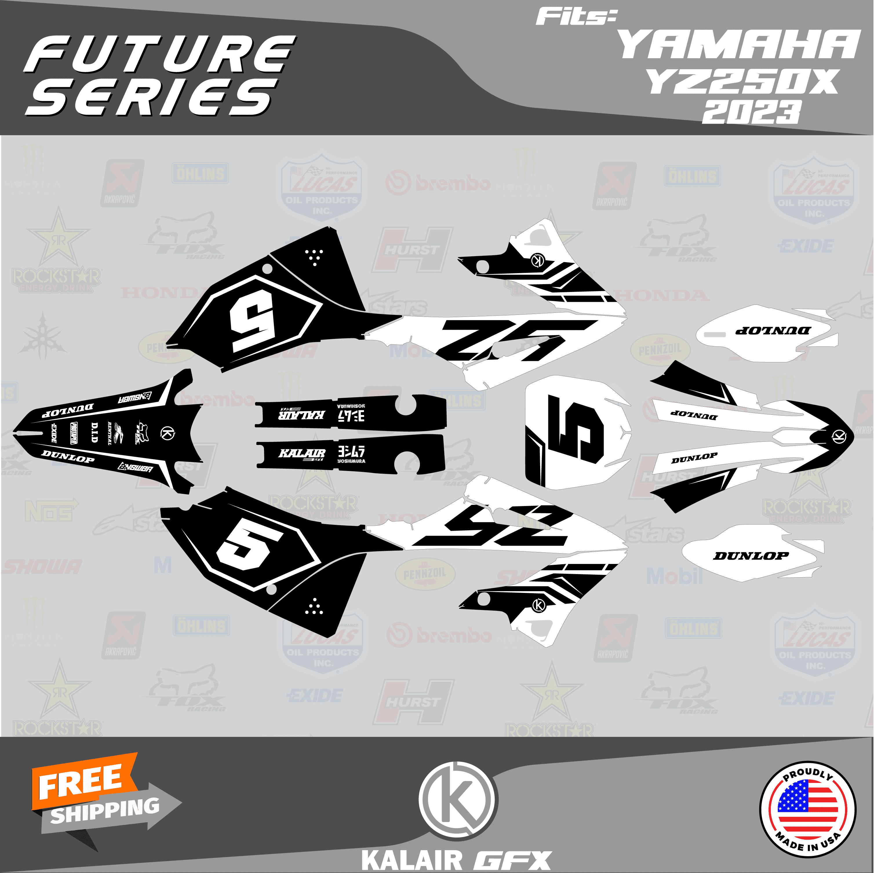 Kalair GFX Graphics Kit for Yamaha 2-STROKE ENDURO YZ250X (2023) Future ...