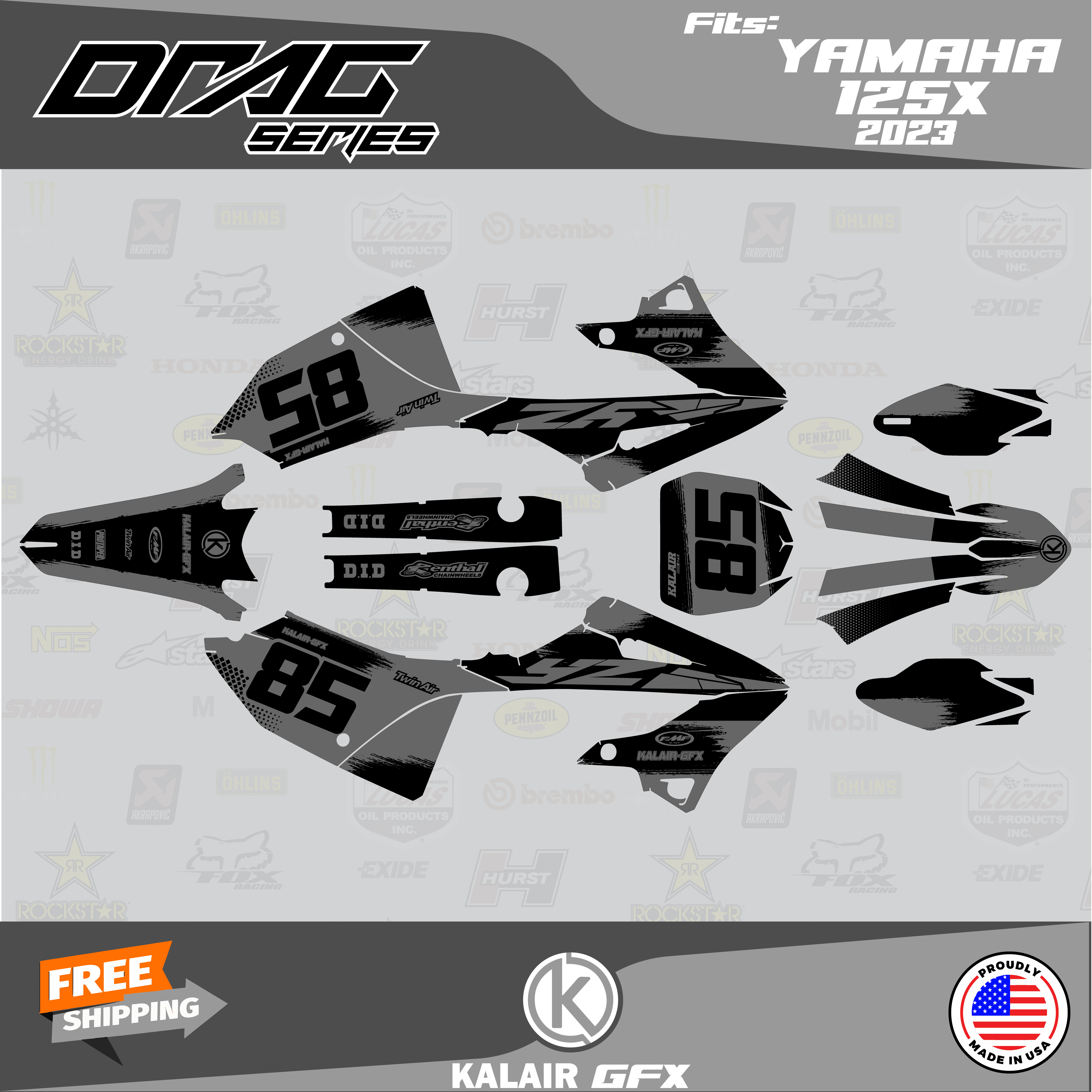 Kalair GFX Graphics Kit for Yamaha 2-stroke Enduro YZ 125X (2023) Drag ...