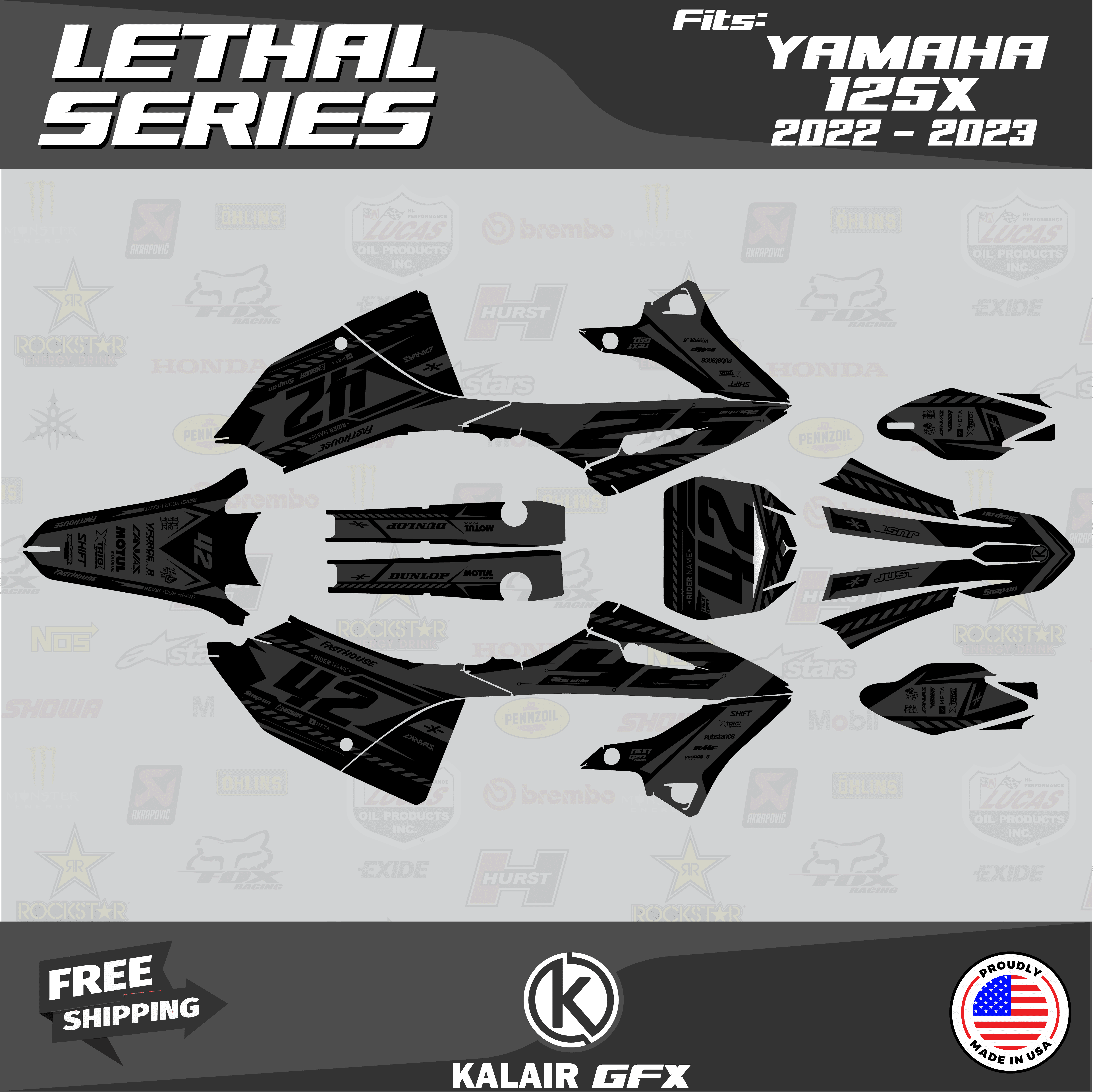 Kalair GFX Graphics Kit for Yamaha 2-stroke Enduro YZ 125X (2023 ...
