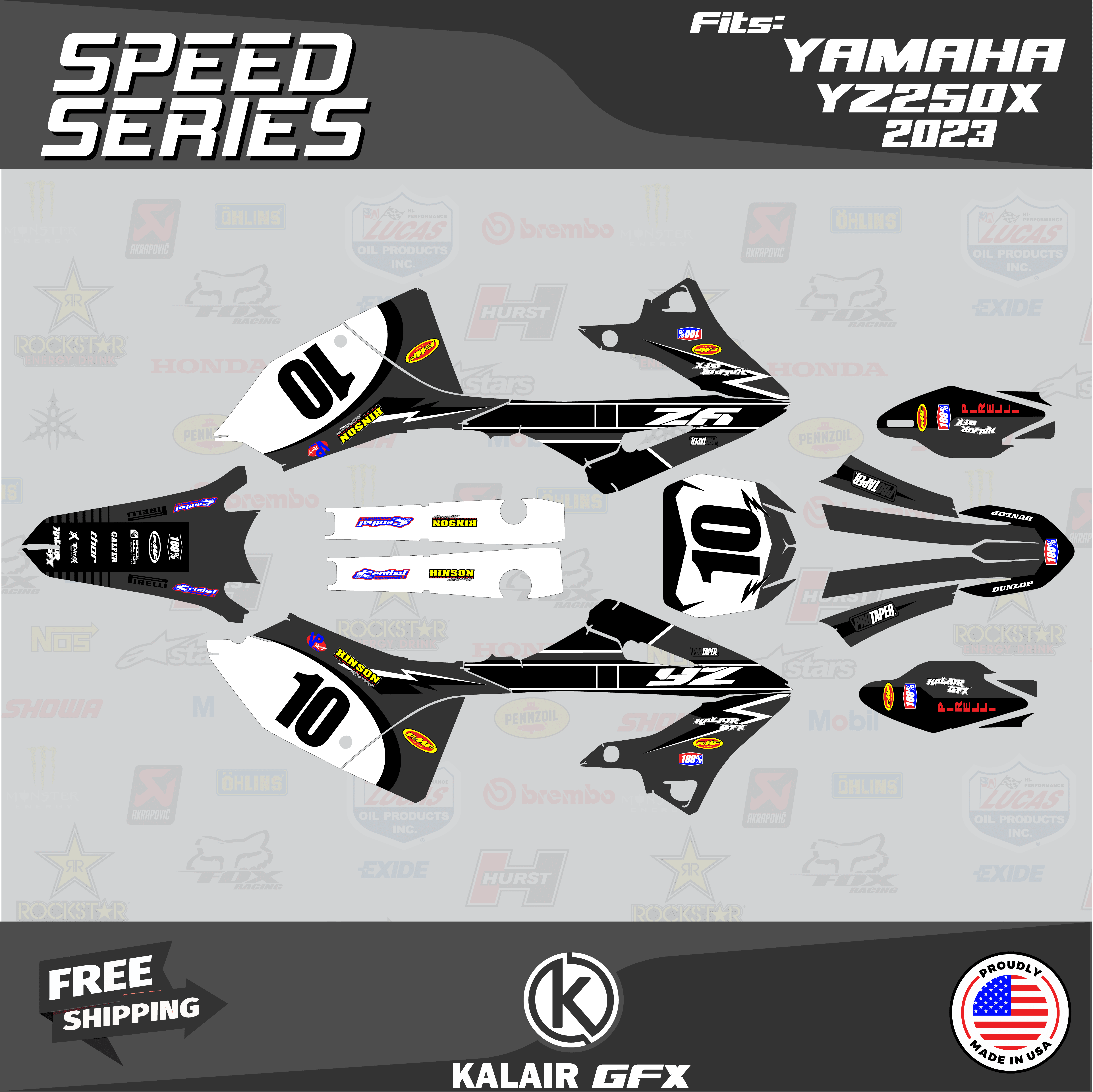Kalair GFX Graphics Kit for Yamaha 2-stroke Enduro YZ 250X (2023) Speed ...