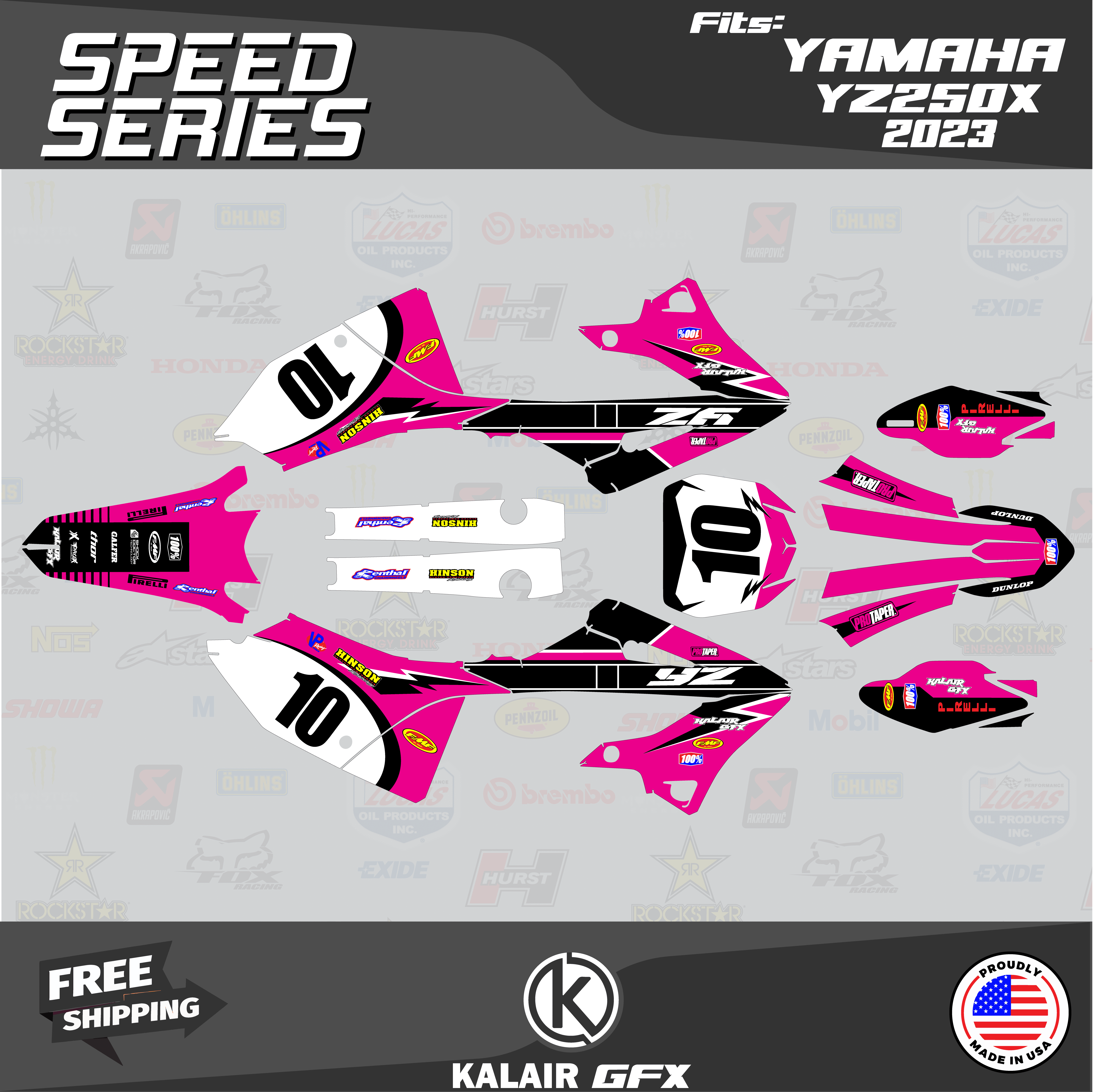 Kalair GFX Graphics Kit for Yamaha 2-stroke Enduro YZ 250X (2023) Speed ...