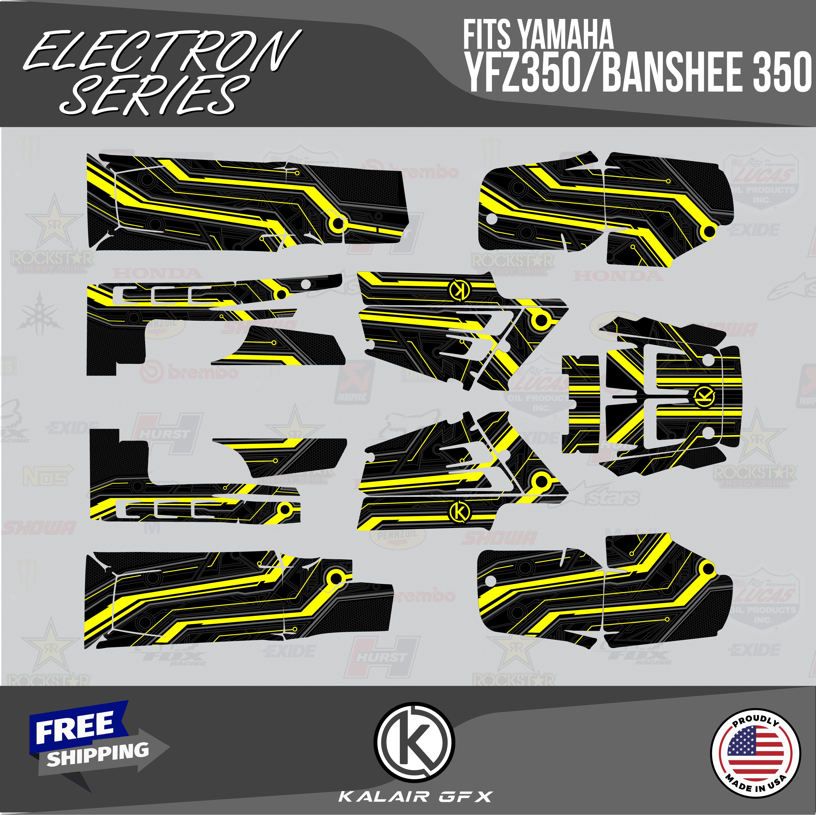 Kalair GFX Graphics Kit for Yamaha ATV BANSHEE 350 (2001-2012) Electron Series - Walmart.com