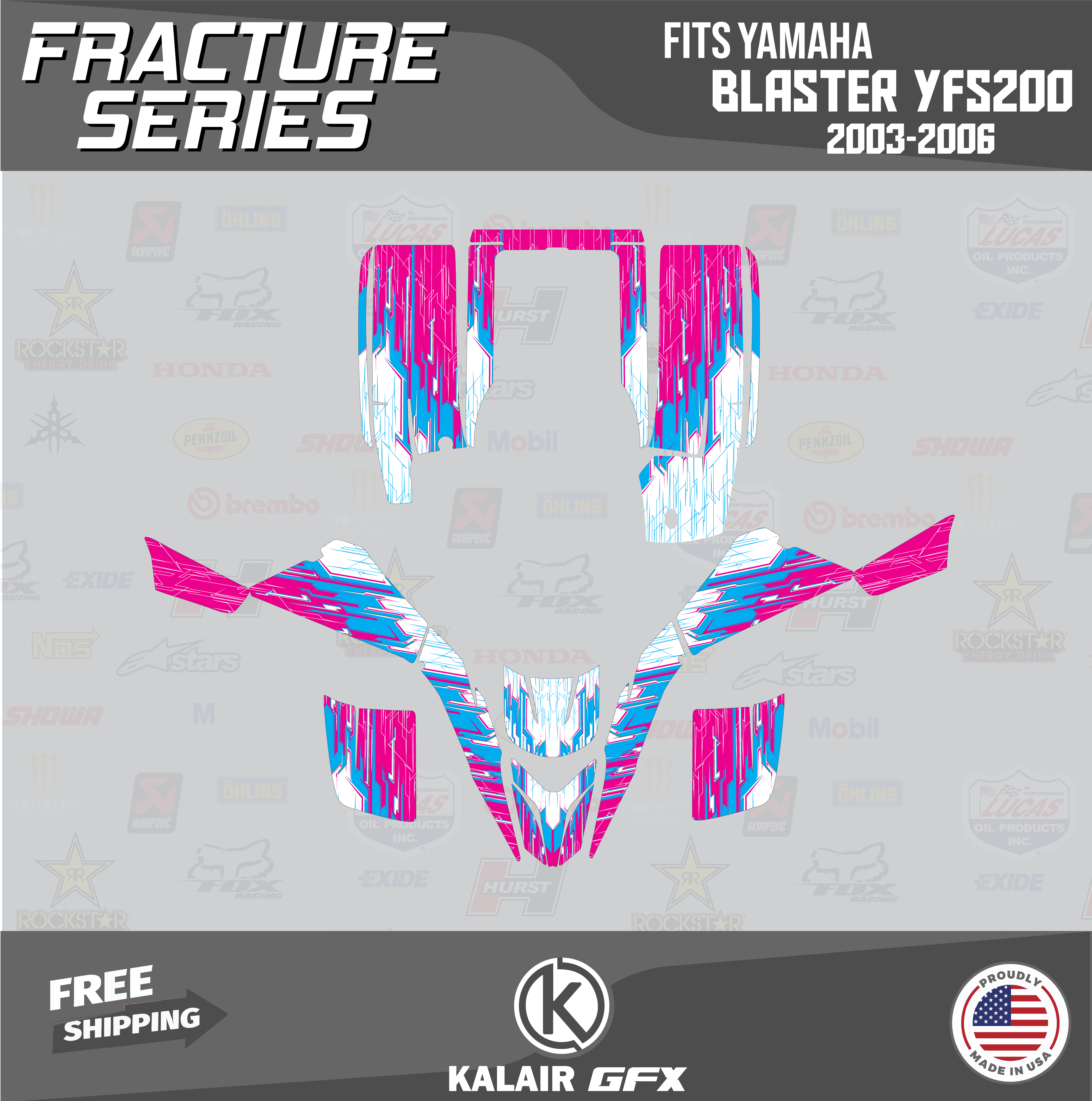 Kalair GFX Graphics Kit for Yamaha ATV BLASTER YFS 200 (2003-2006 ...