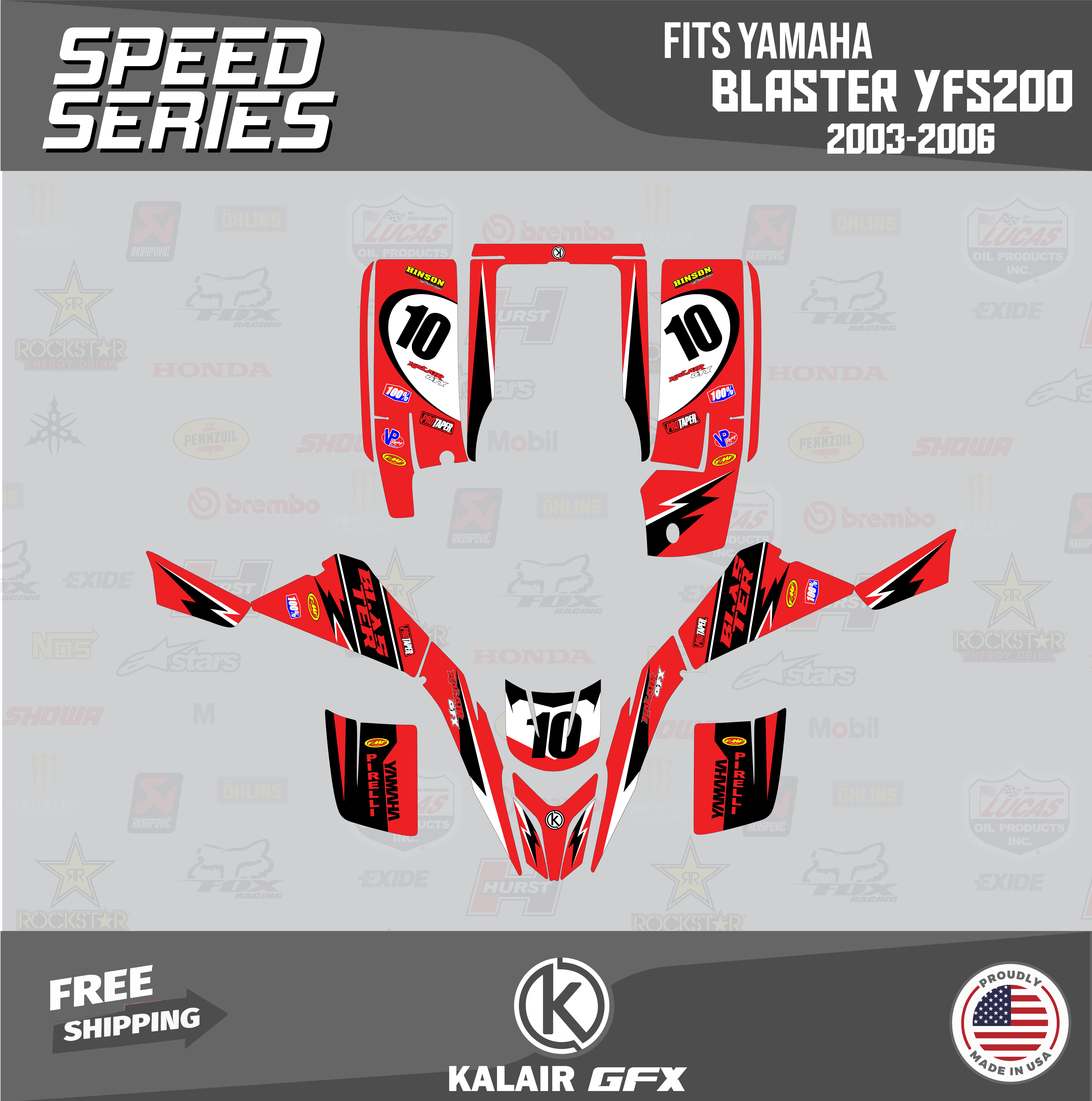 Kalair GFX Graphics Kit for Yamaha ATV BLASTER YFS 200 (2003-2006 ...