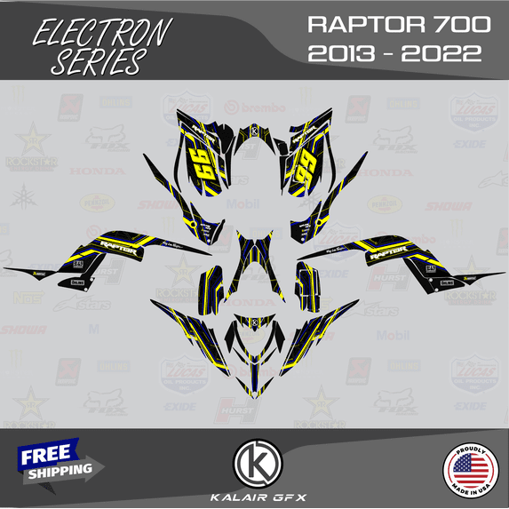 Kalair GFX Graphics Kit for Yamaha ATV RAPTOR 700 (2013-2022) Electron ...