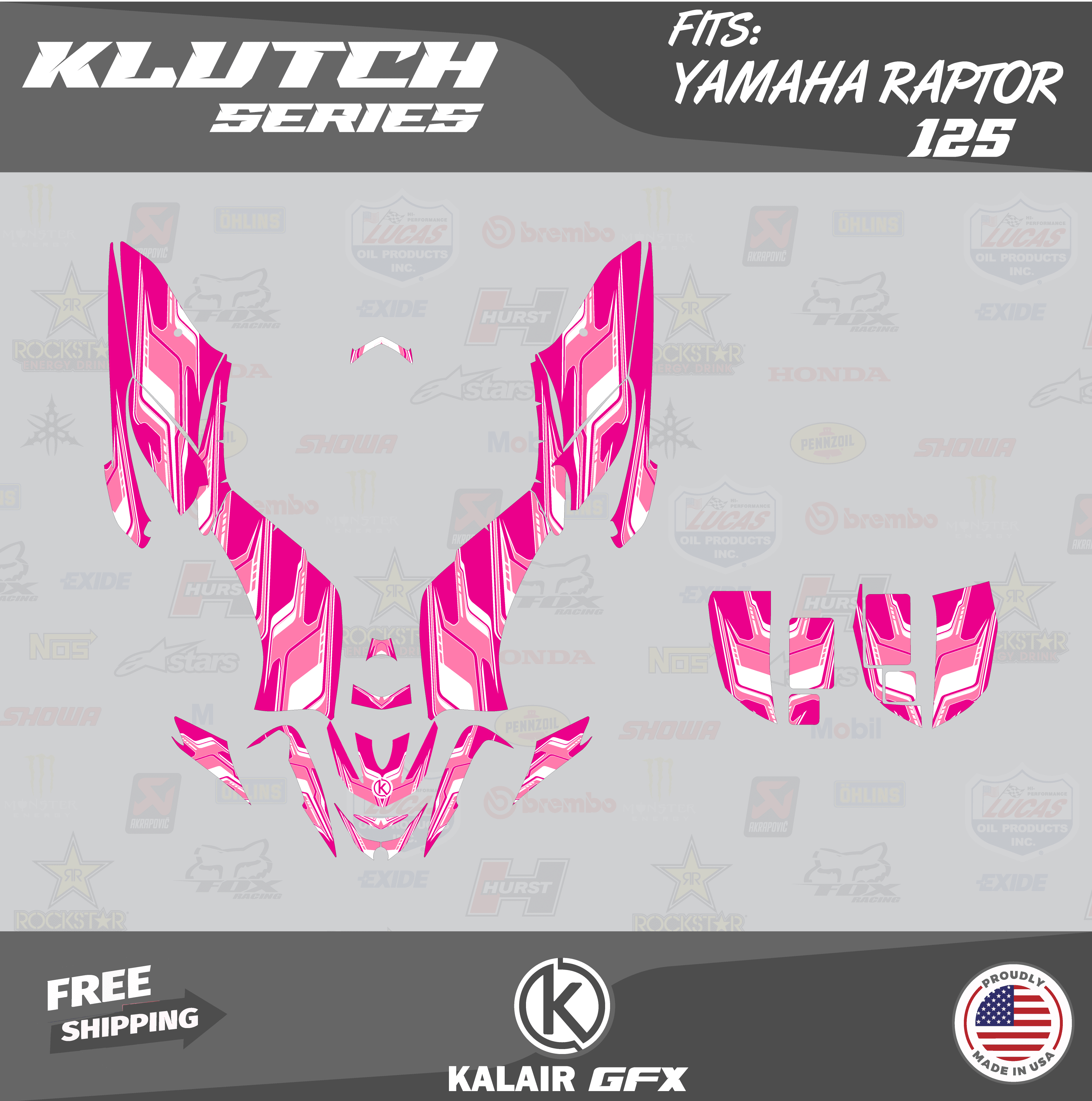 Kalair GFX Graphics Kit for Yamaha ATV Raptor 125 (All Years) Klutch ...