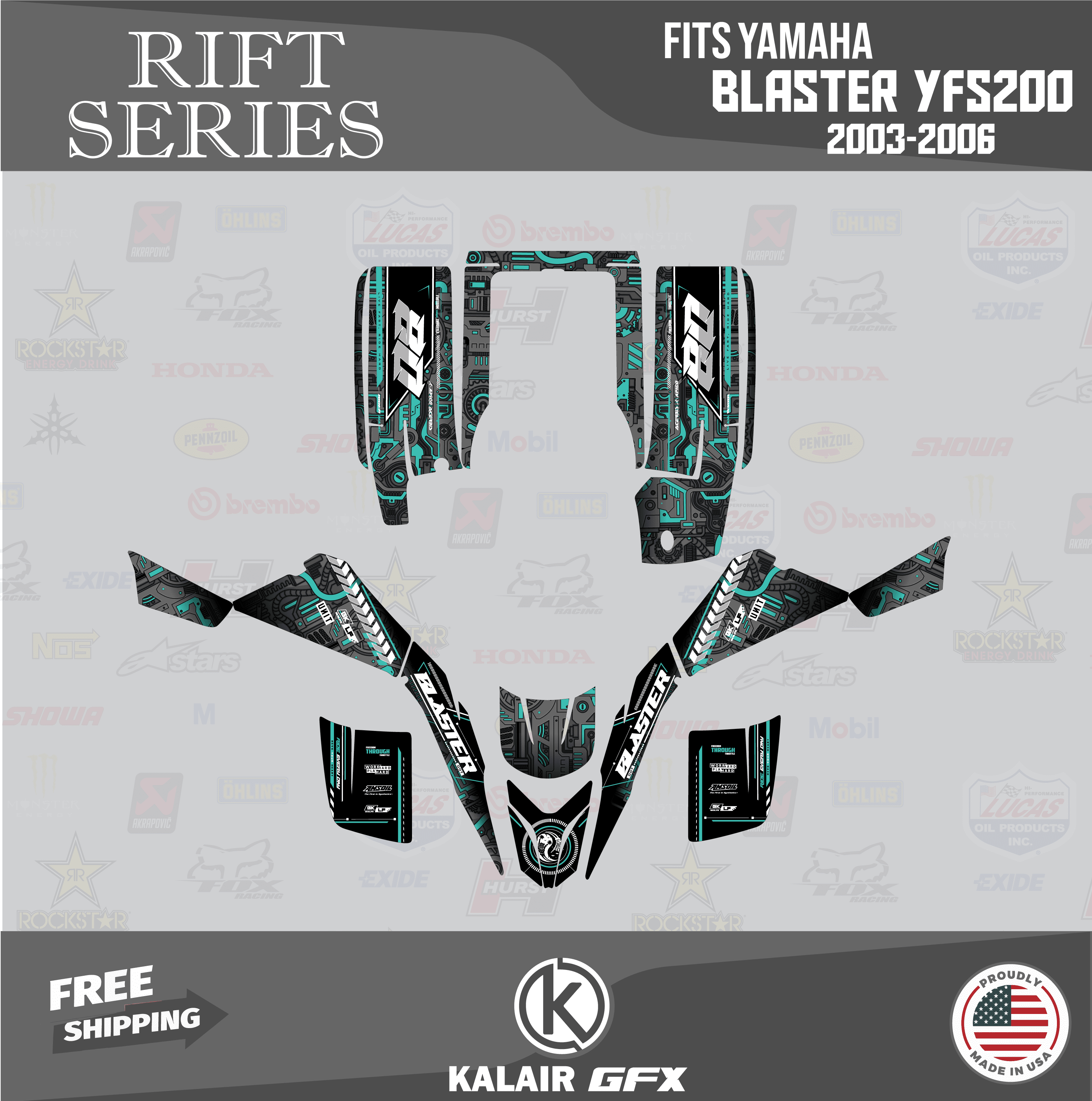 Kalair GFX Graphics Kit for Yamaha Blaster YFS200 Rift Series - Walmart.com