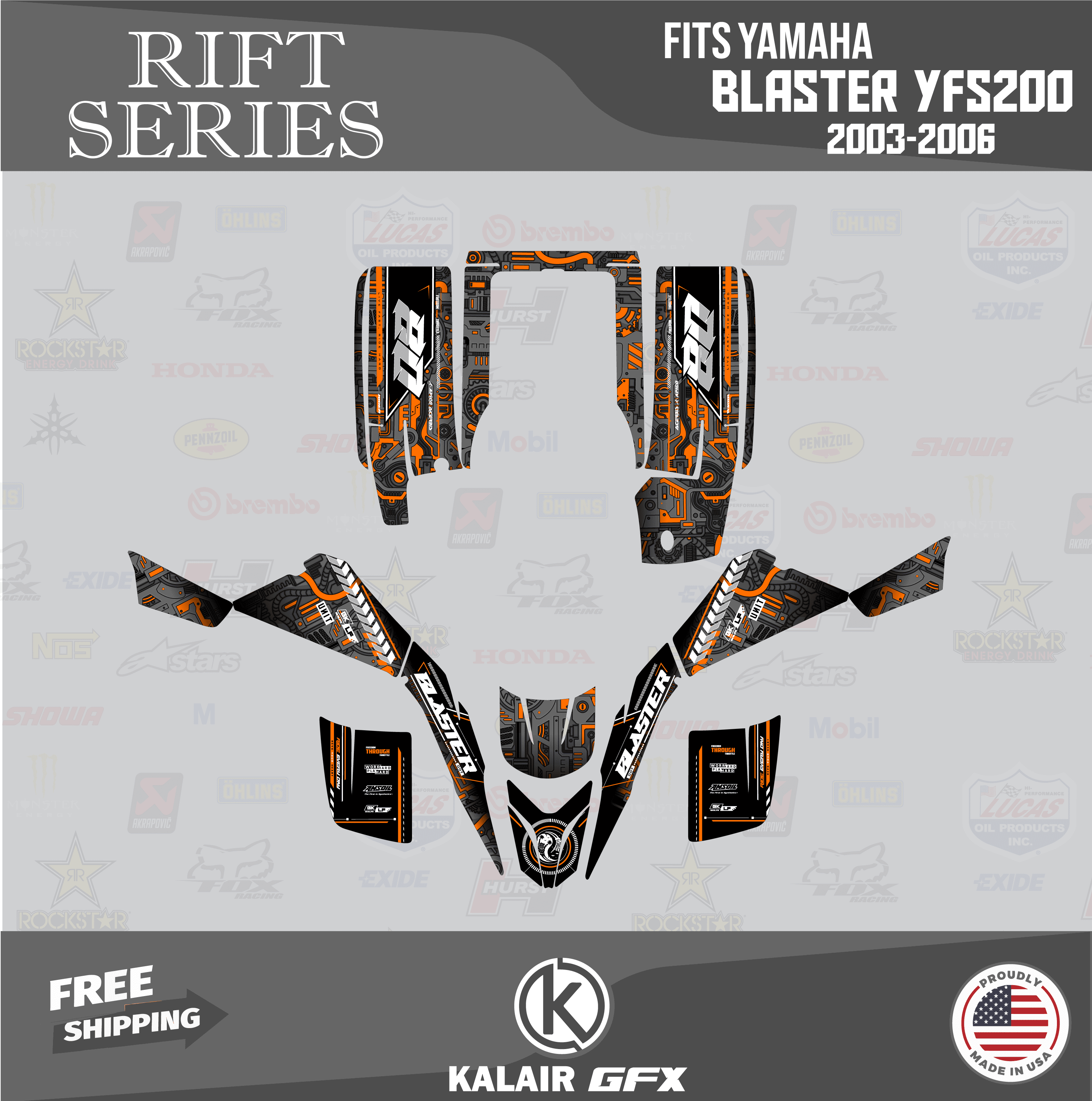 Kalair GFX Graphics Kit for Yamaha Blaster YFS200 Rift Series - Walmart.com