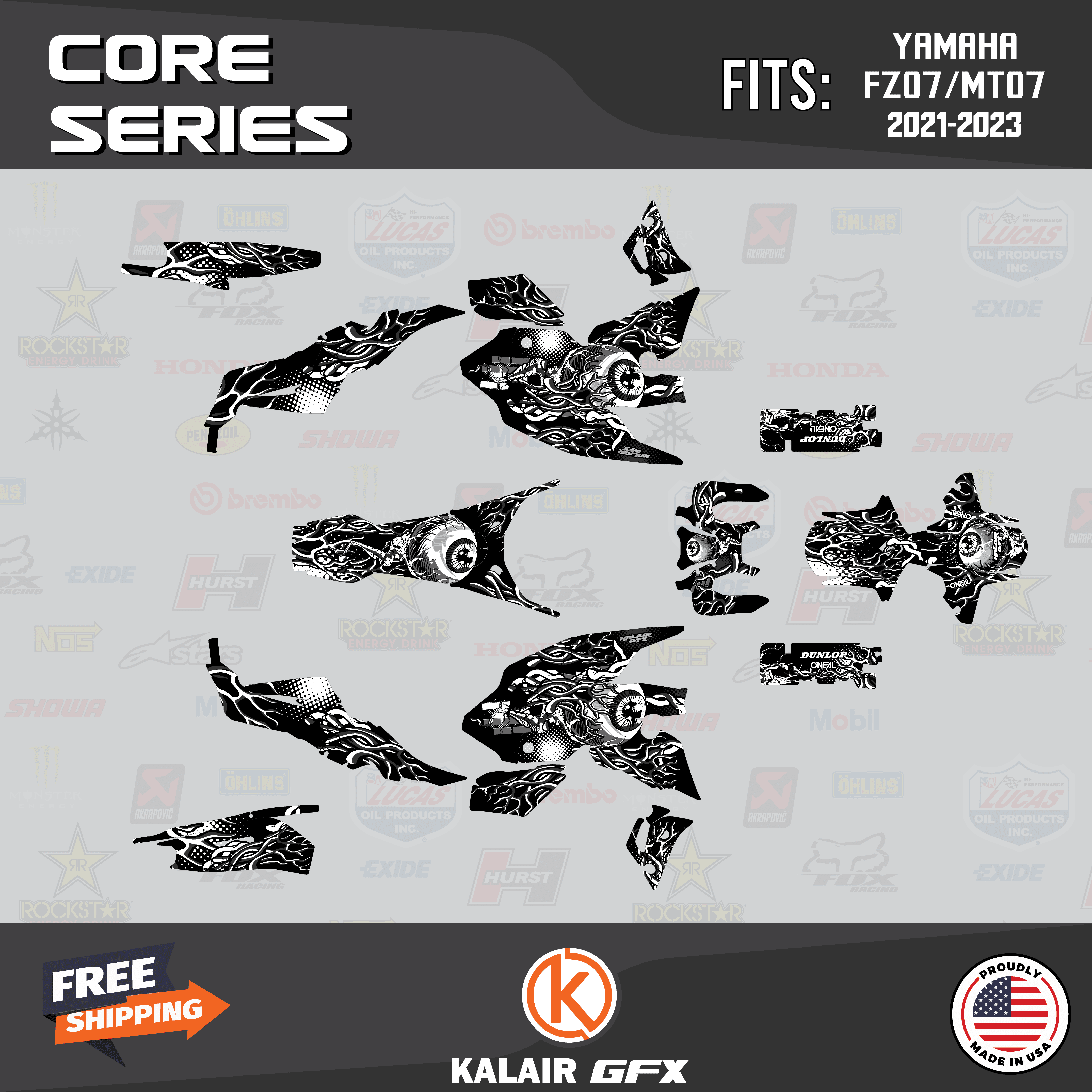 Kalair GFX Graphics Kit for Yamaha FZ-07 and MT-07 (2021-2023) Core ...