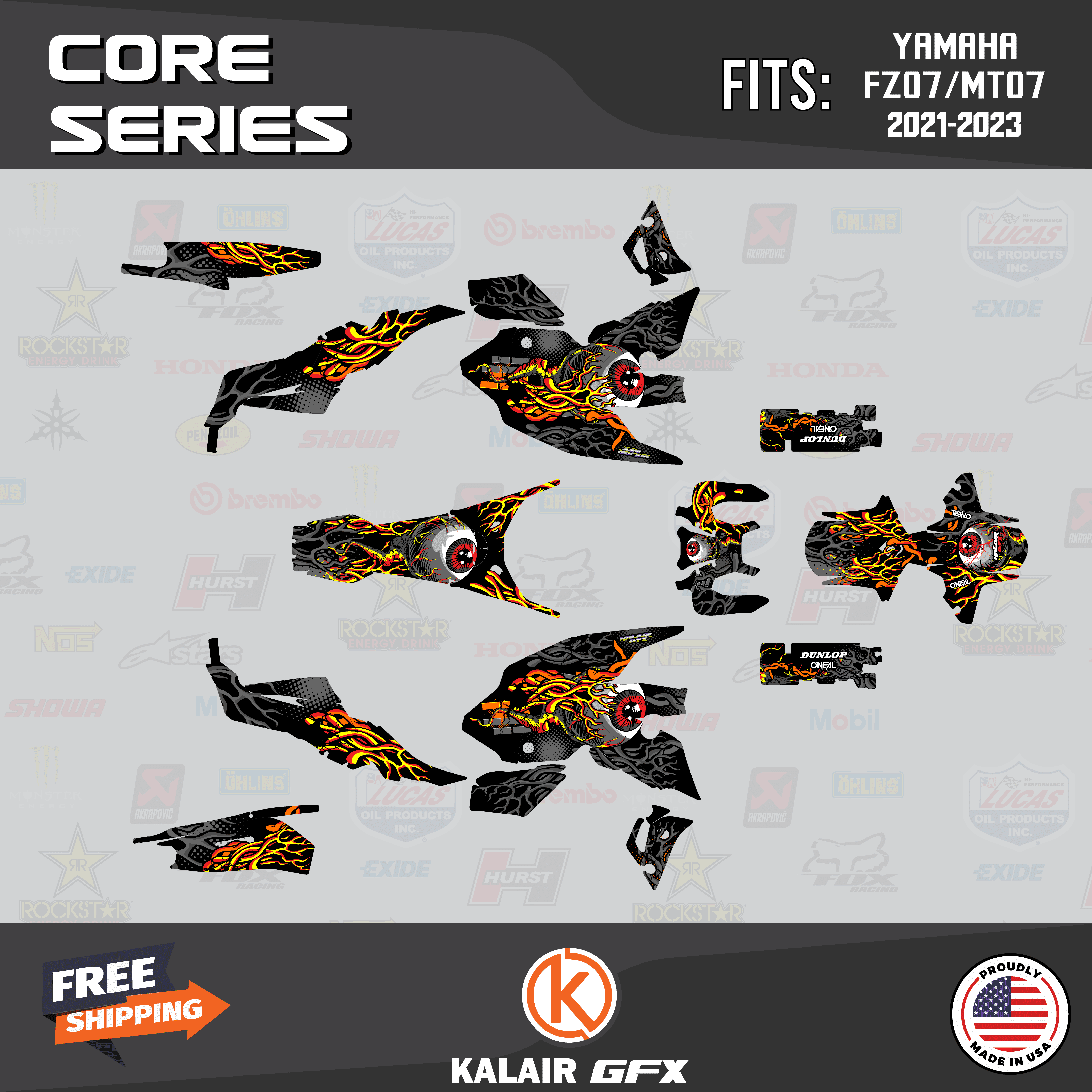 Kalair GFX Graphics Kit for Yamaha FZ-07 and MT-07 (2021-2023) Core ...