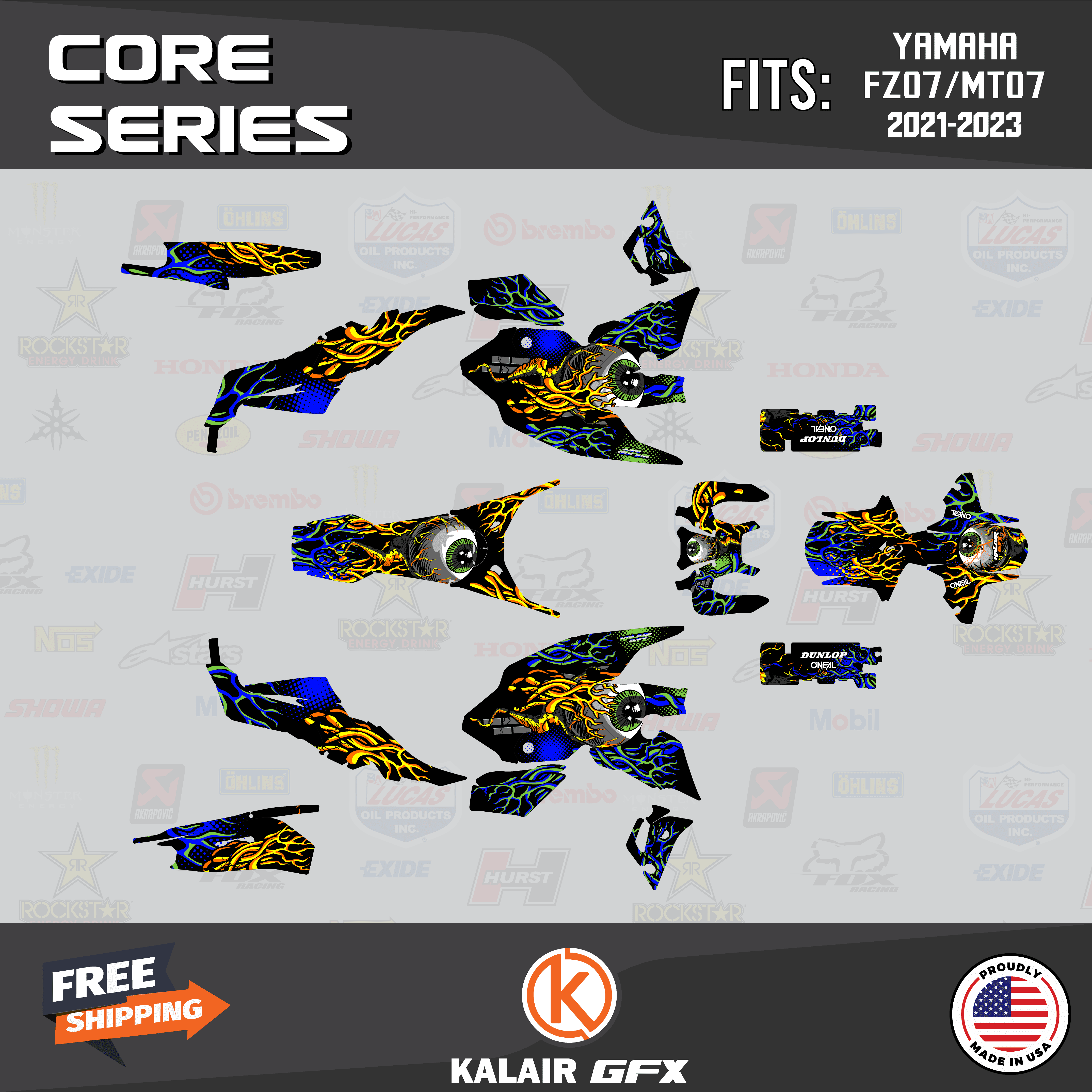 Kalair GFX Graphics Kit for Yamaha FZ-07 and MT-07 (2021-2023) Core Series - Walmart.com