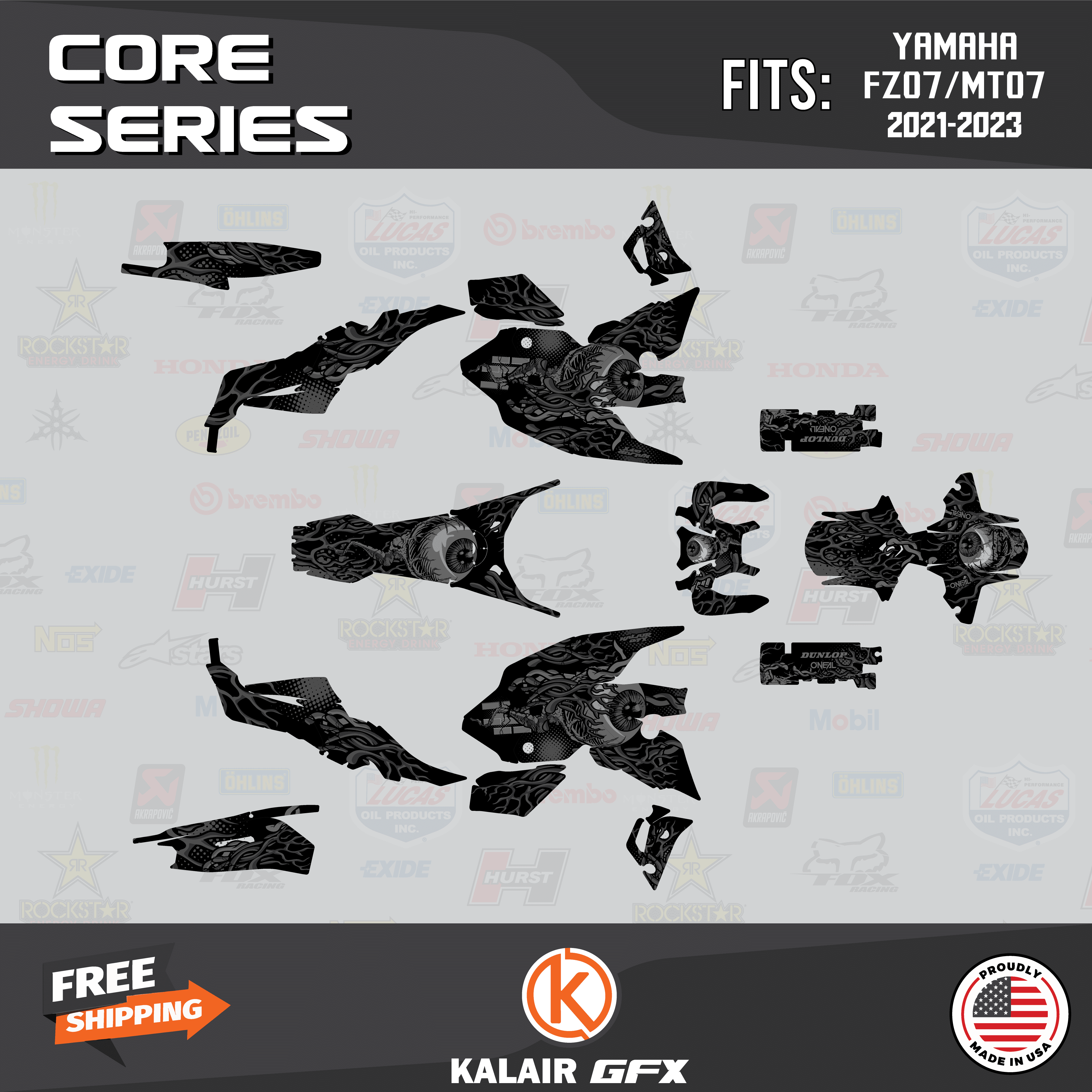 Kalair GFX Graphics Kit for Yamaha FZ-07 and MT-07 (2021-2023) Core ...