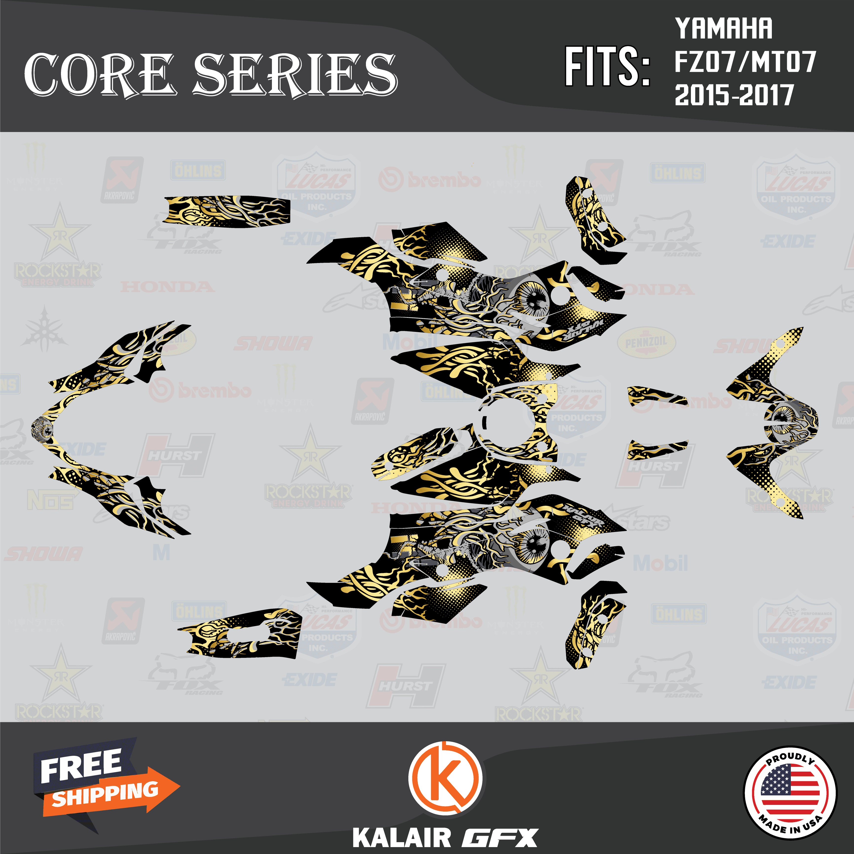 Kalair GFX Graphics Kit for Yamaha FZ-07 and MT-07 Core Series - Walmart.com