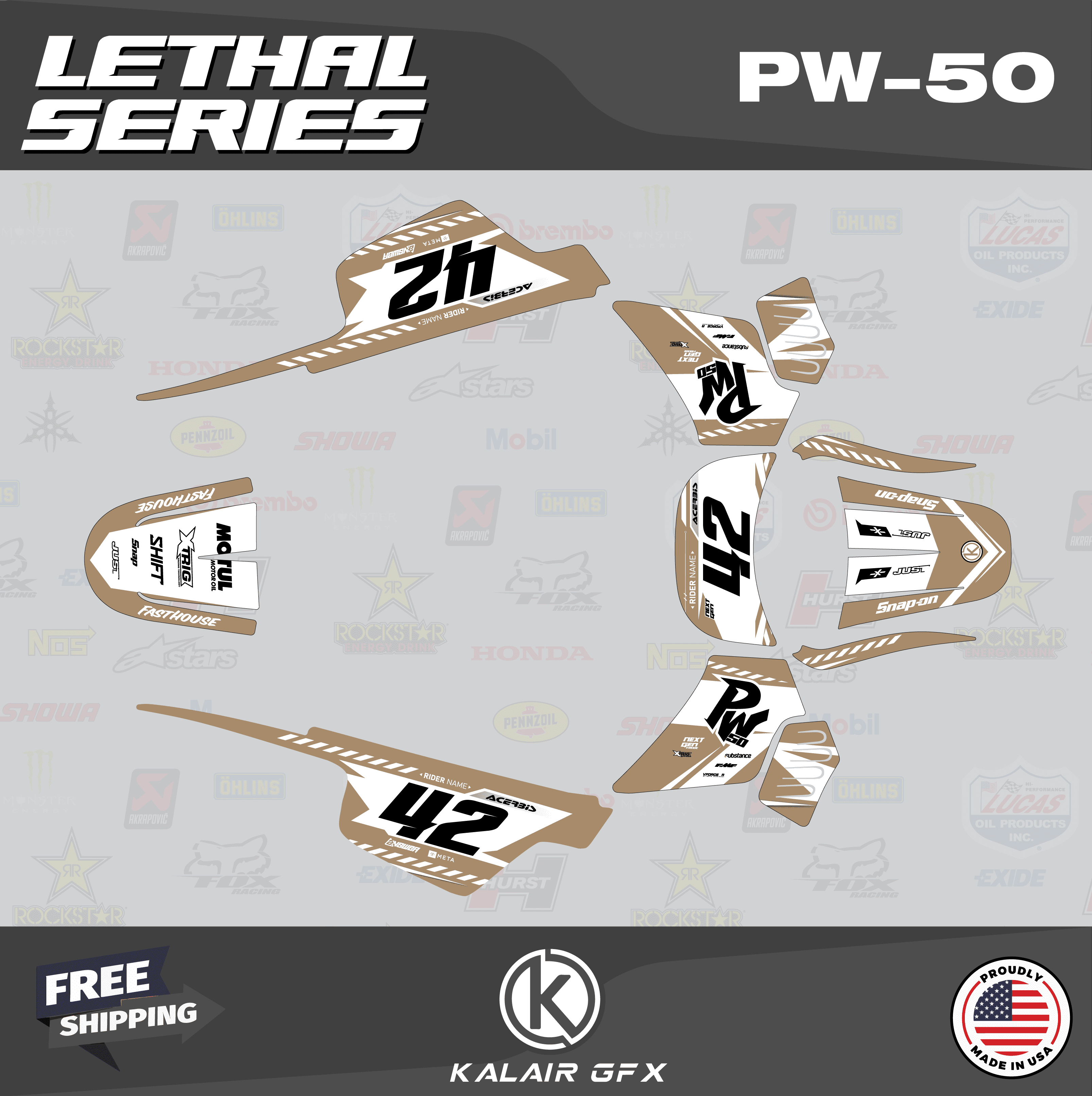 Kalair GFX Graphics Kit for Yamaha PW50 (All Years) Lethal Series ...