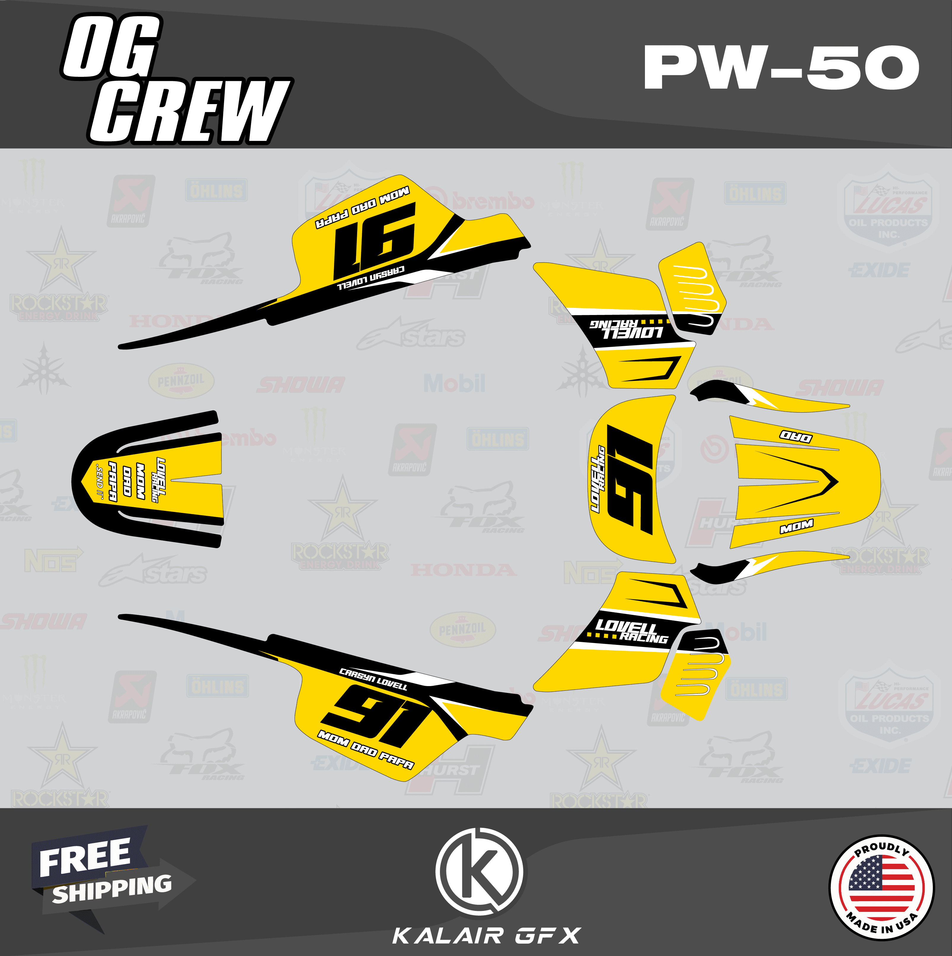 Kalair GFX Graphics Kit for Yamaha PW50 (All Years) Ogcrew Series ...
