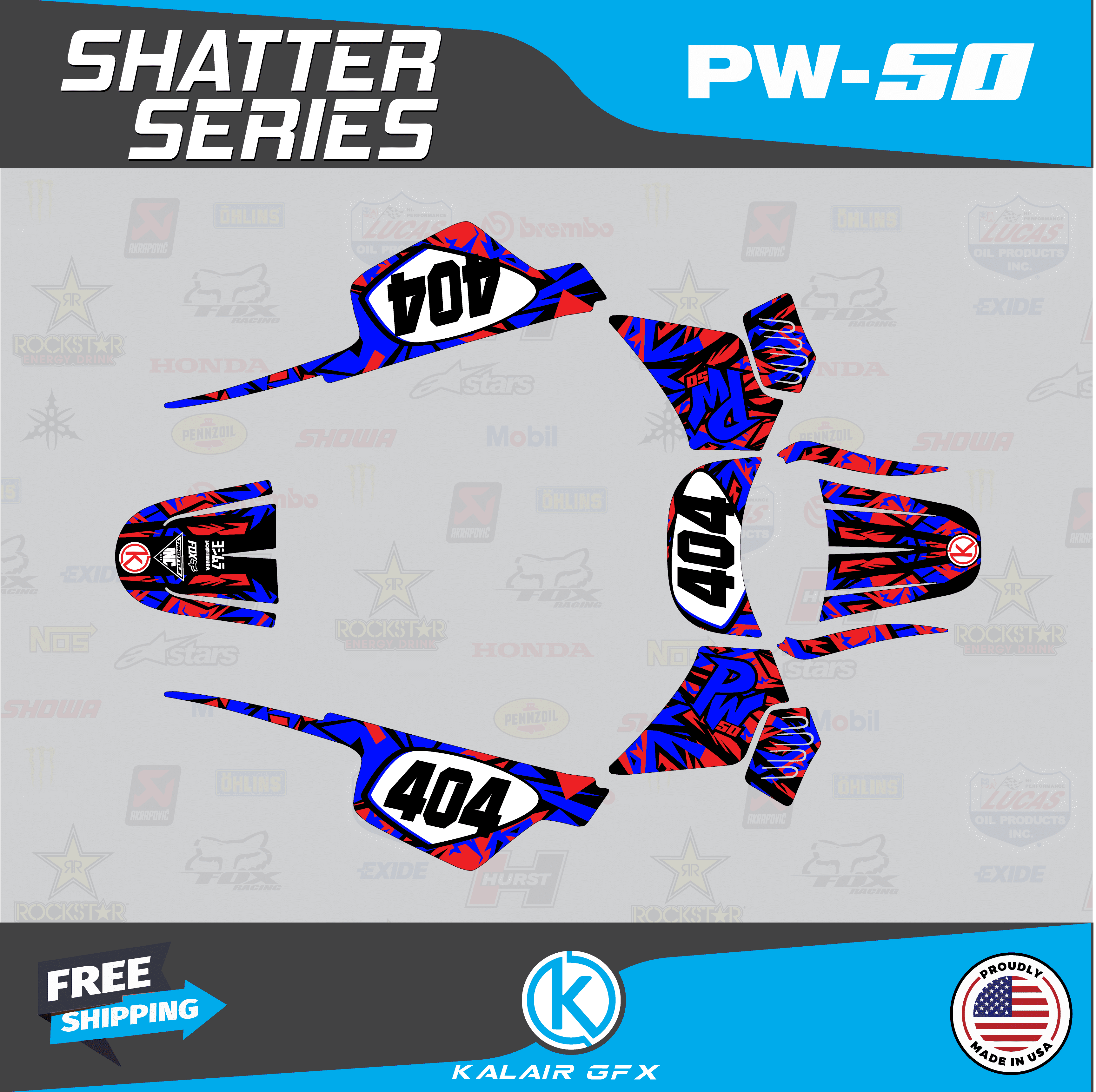 Kalair GFX Graphics Kit for Yamaha PW50 (All Years) Shatter Series ...
