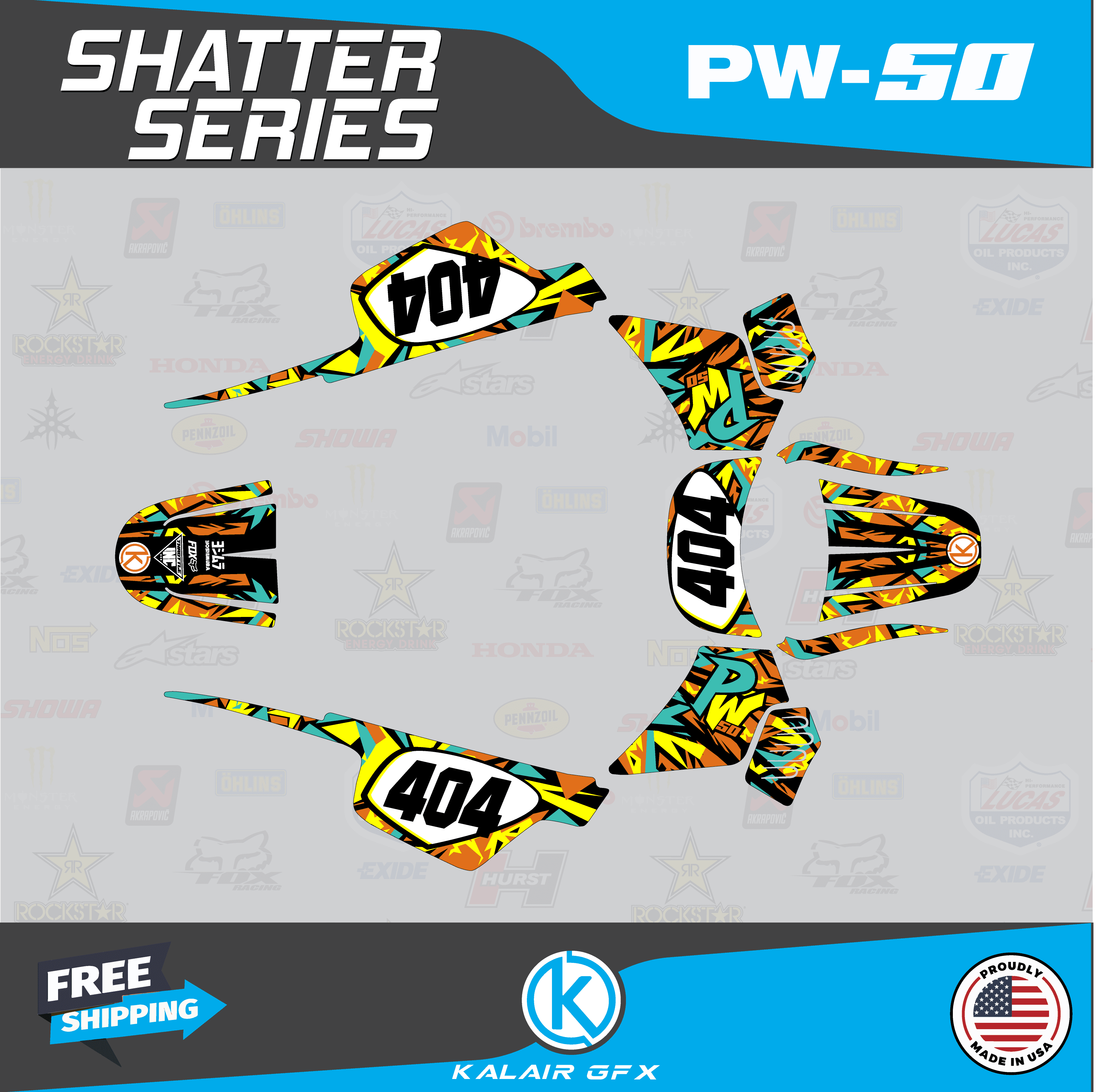 Kalair GFX Graphics Kit for Yamaha PW50 (All Years) Shatter Series ...