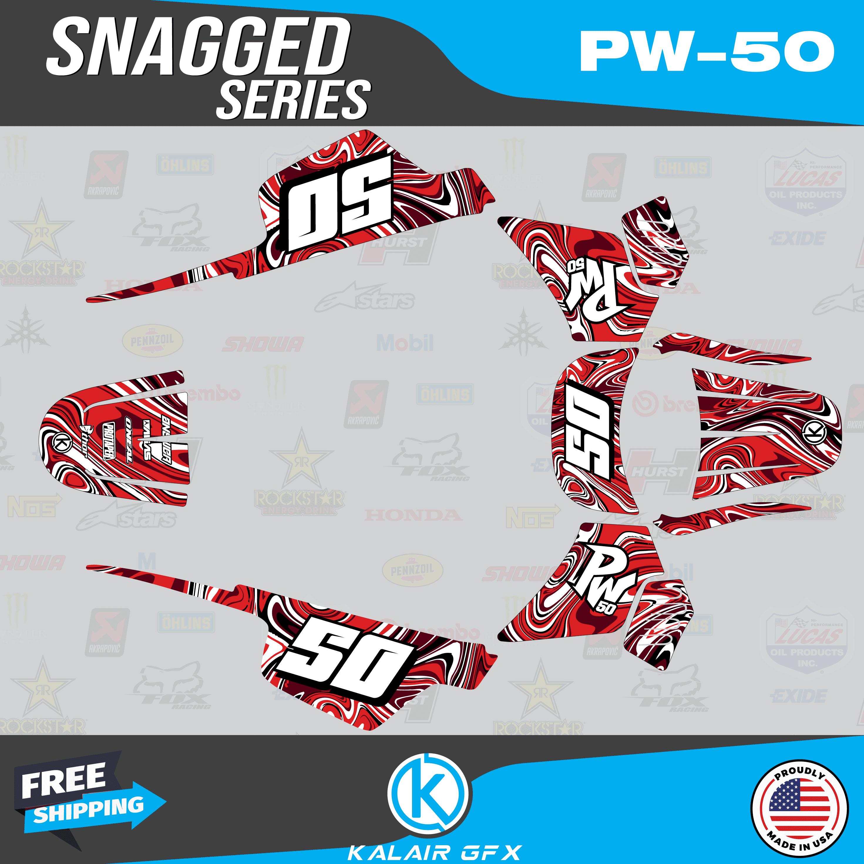 Kalair GFX Graphics Kit for Yamaha PW50 (All Years) Snagged Series ...