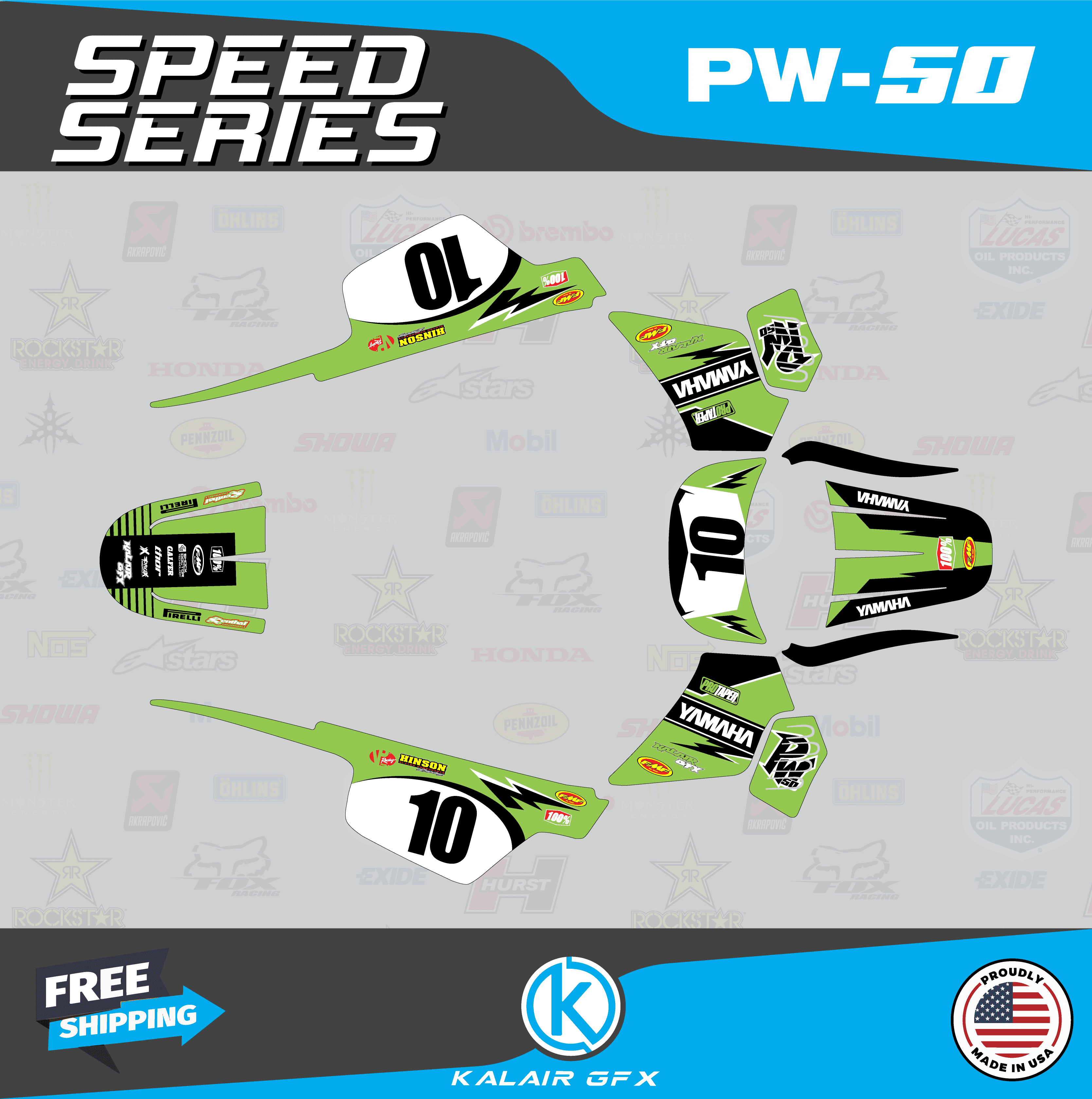 Kalair GFX Graphics Kit for Yamaha PW50 (All Years) Speed Series ...